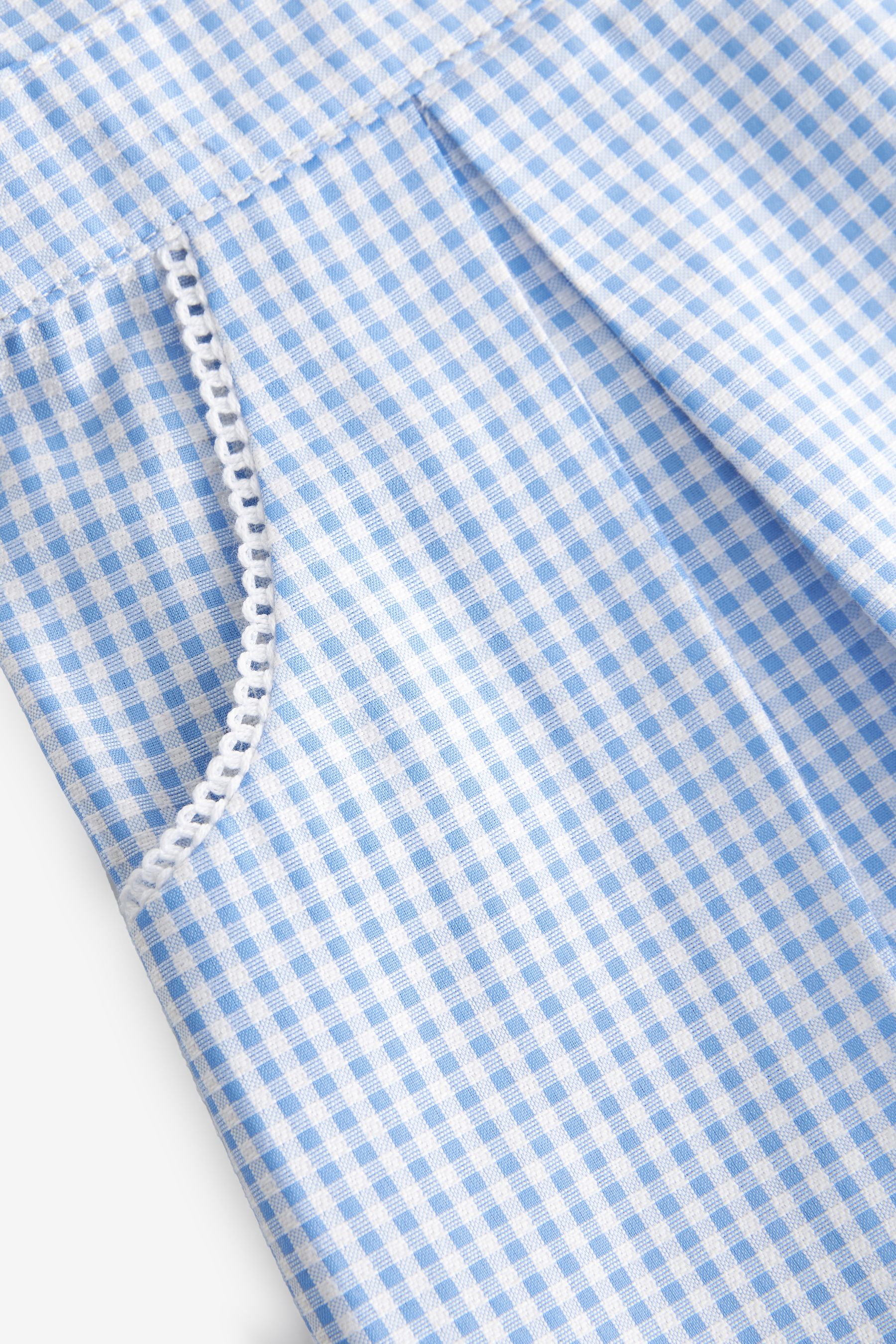 Buy Blue Cotton Rich Scalloped Collar Gingham School Dress (3-14yrs ...