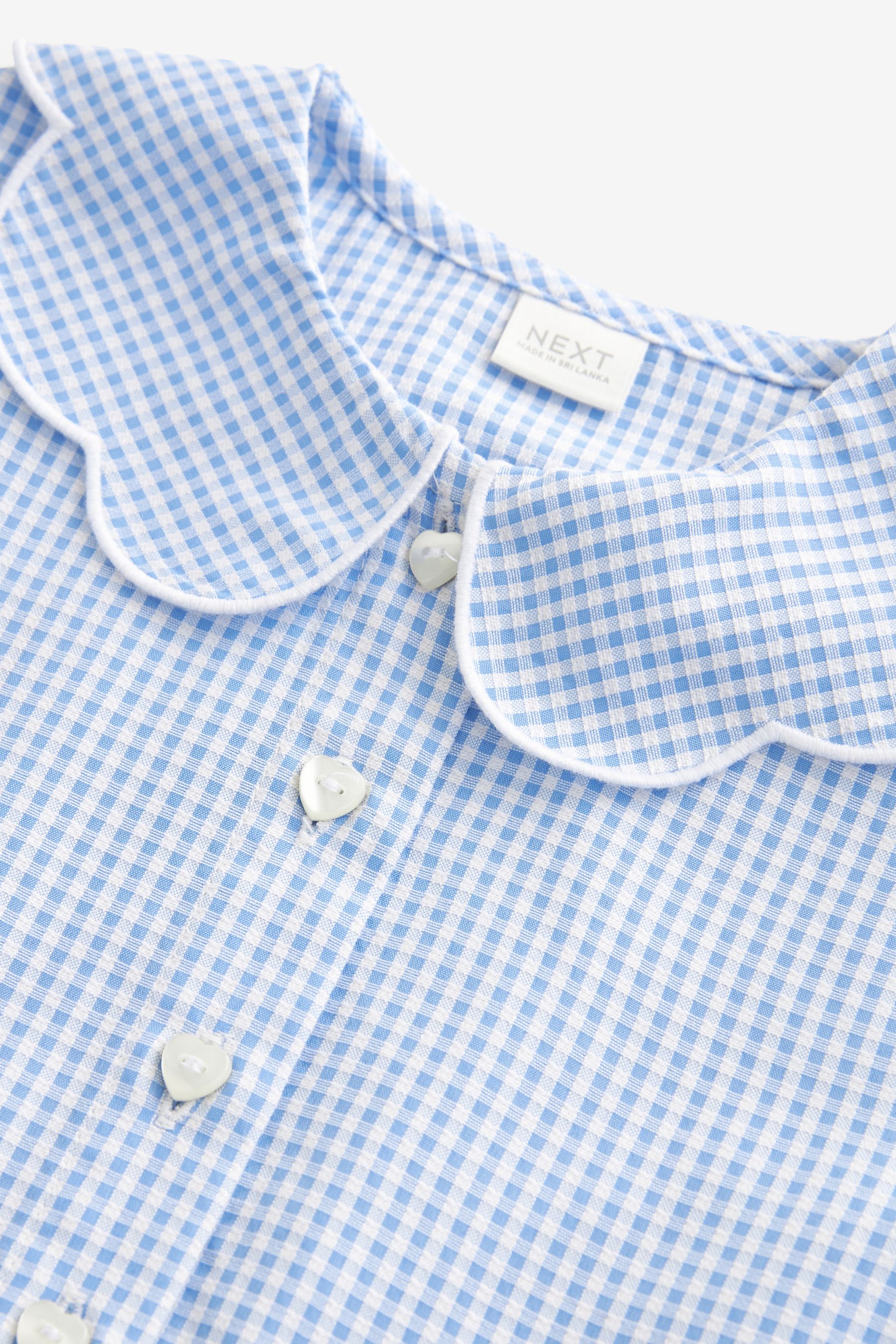Buy Blue Cotton Rich Scalloped Collar Gingham School Dress (3-14yrs ...