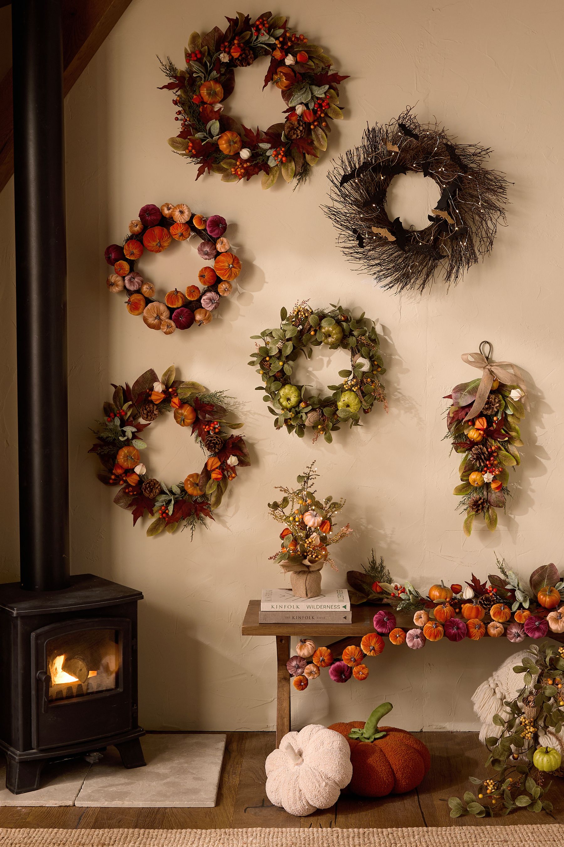 Buy Black Halloween Lit Bat Large Wreath from the Next UK online shop