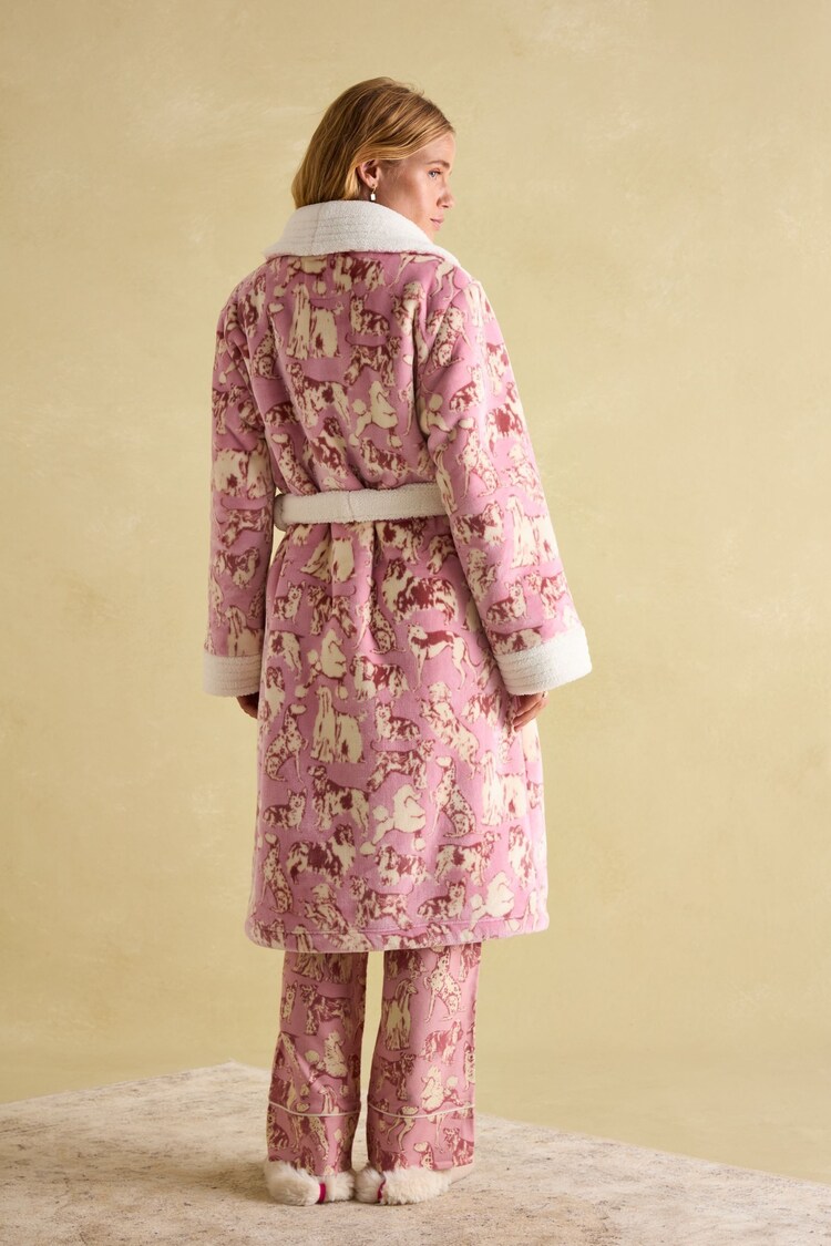 Buy Joules Matilda Pink Fleece Lined Dressing Gown from the Next UK ...