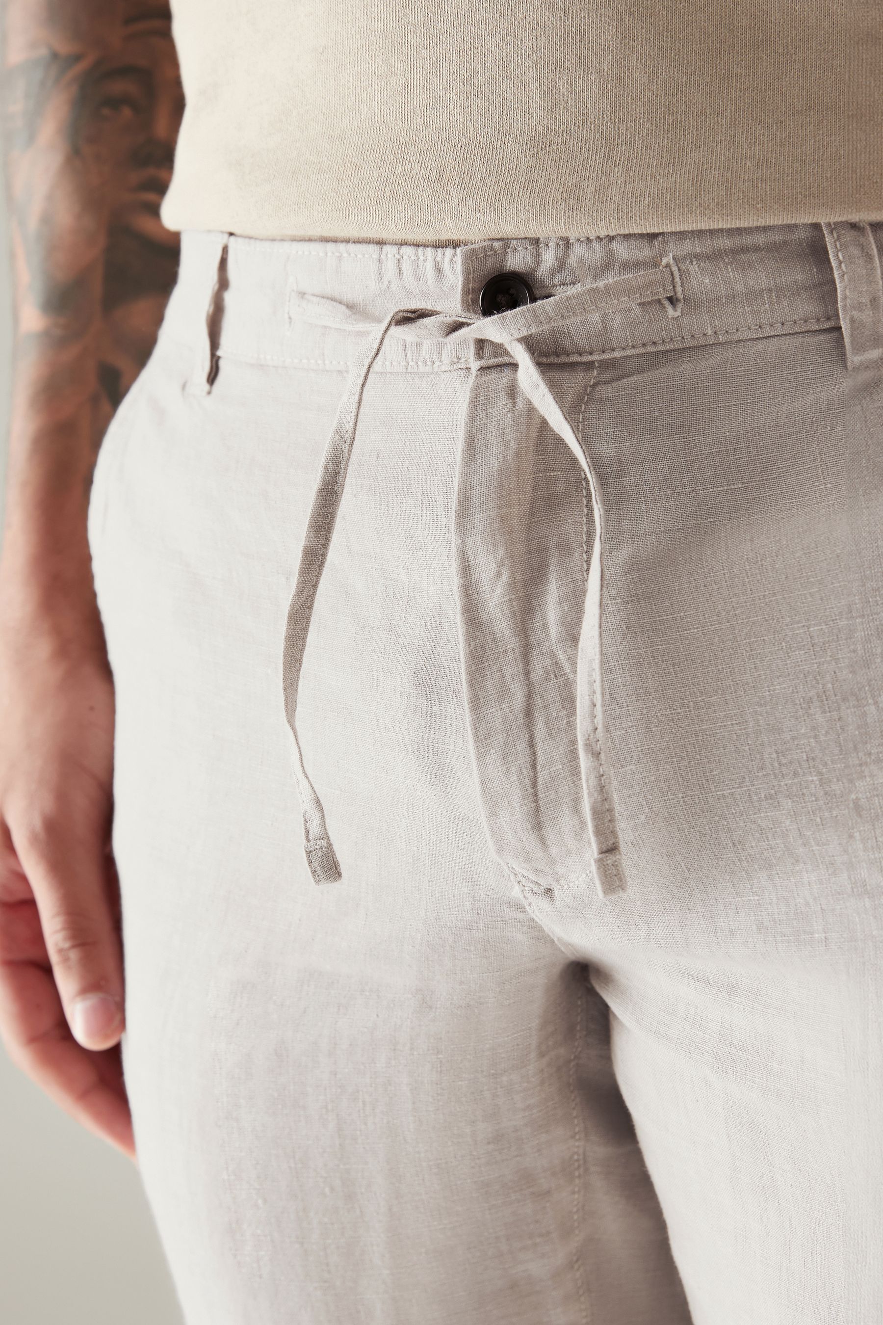 Buy Light Grey 100% Linen Drawstring Trousers from the Next UK online shop