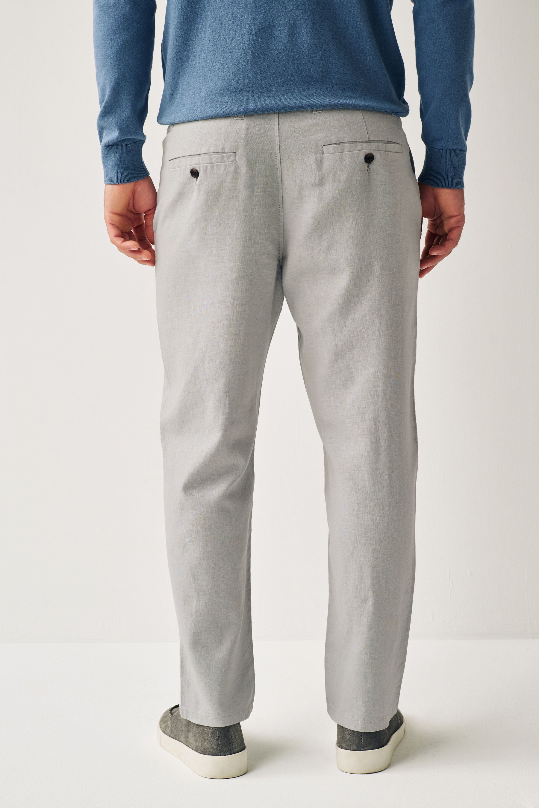 Buy Grey Light Linen Viscose Drawstring Trousers from the Next UK ...