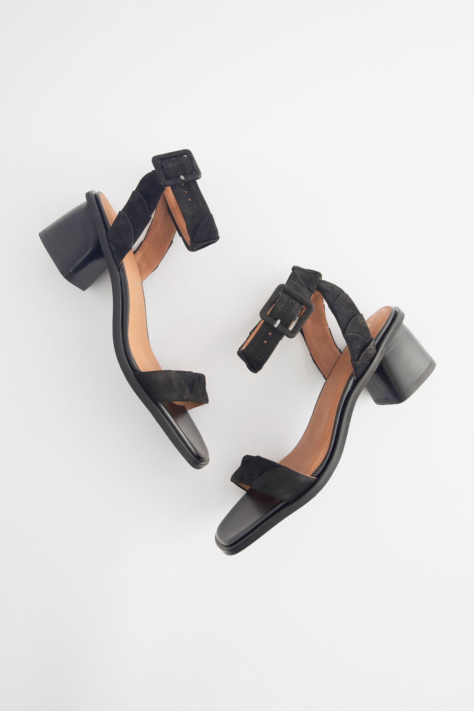 Buy Black Forever Comfort® Leather Low Block Heel Sandals from the Next ...