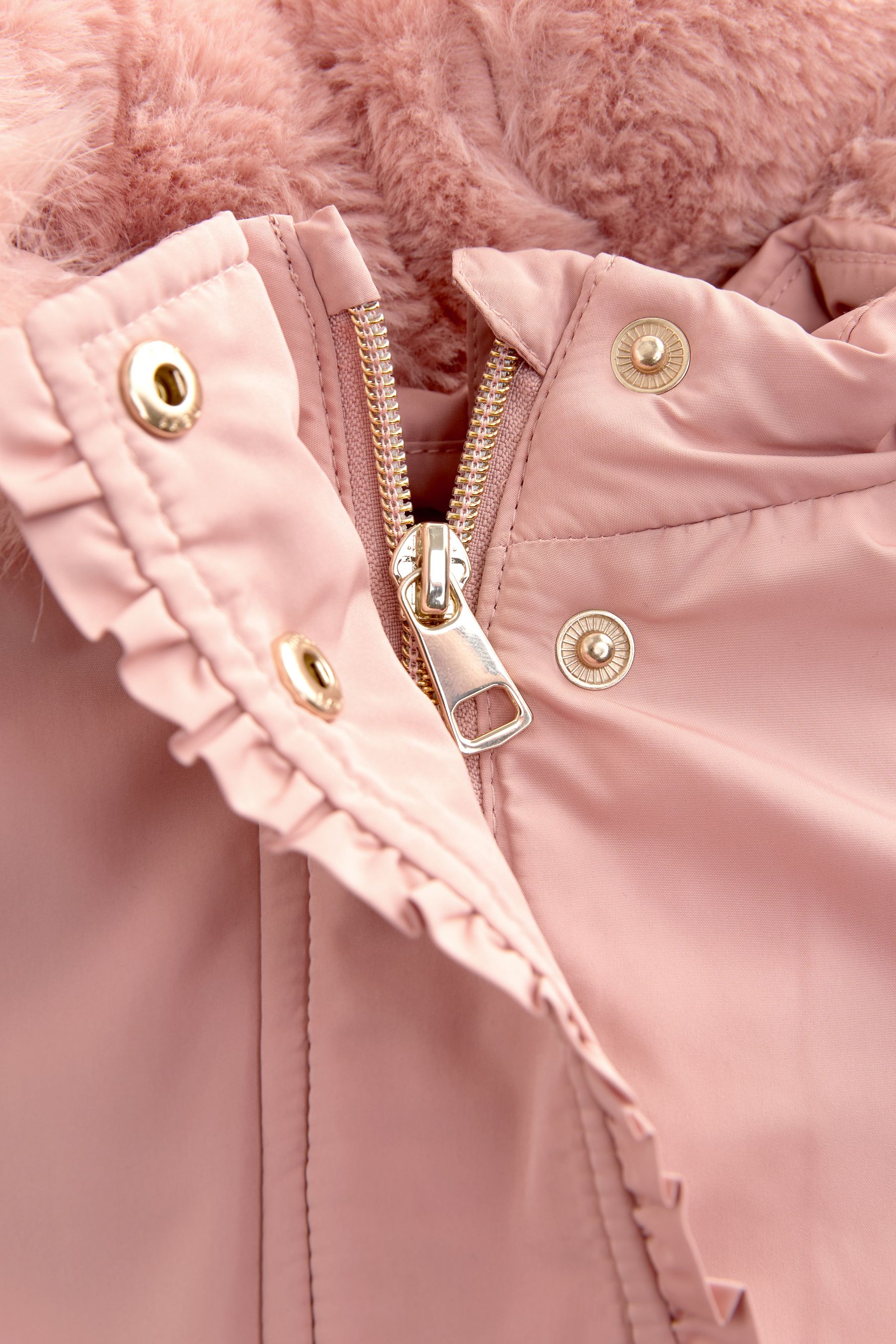Buy Pink Shower Resistant Frill Pocket Parka Coat (3mths-7yrs) from the ...