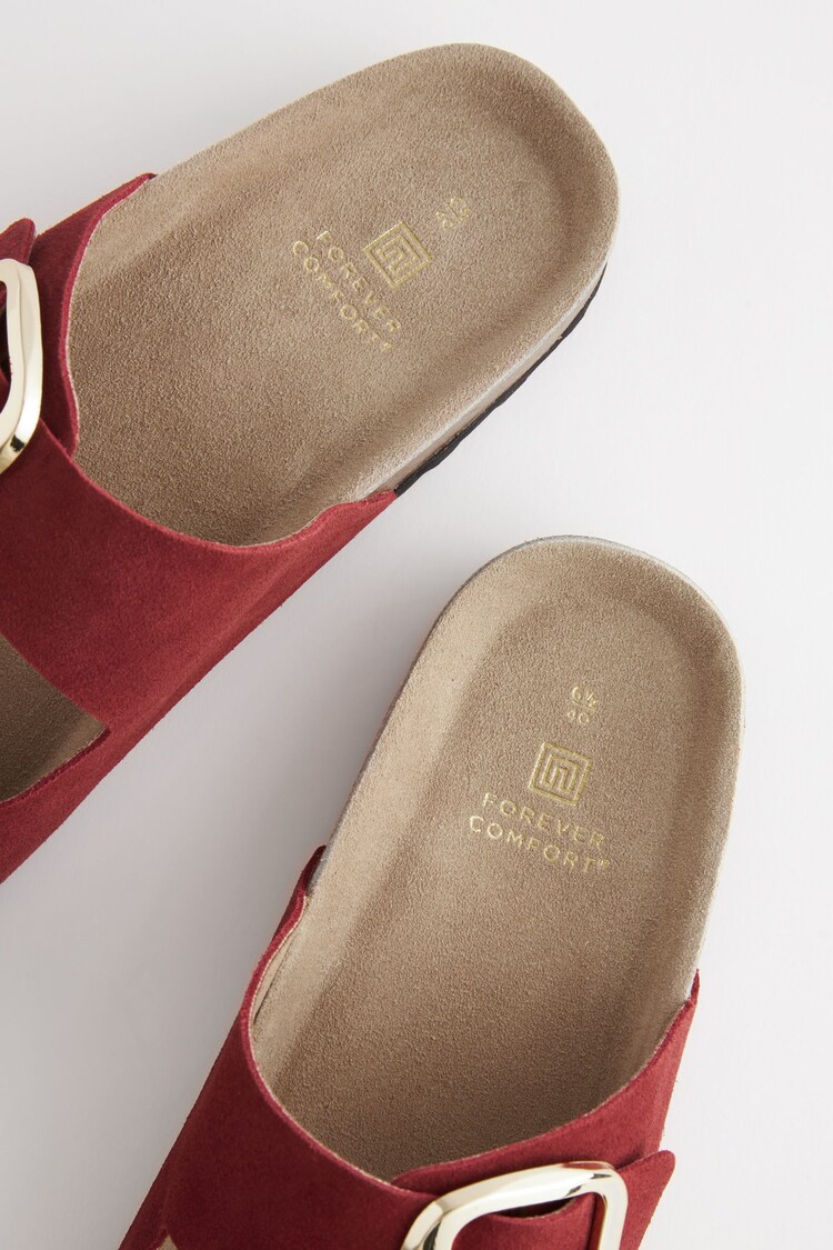 Buy Red Forever Comfort® Leather Double Strap Footbed Sandals from the ...