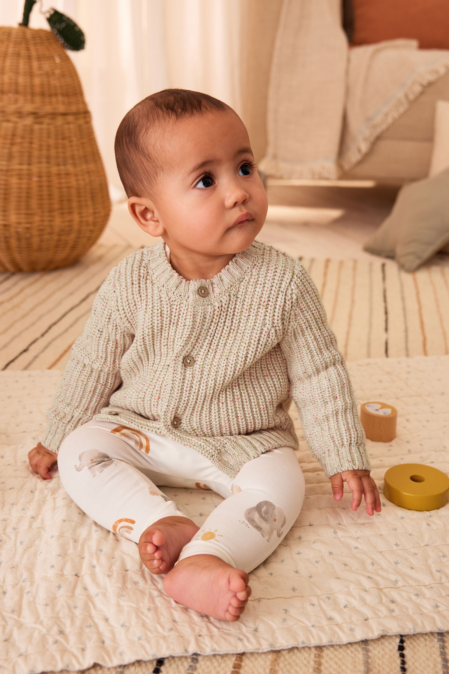 Buy Cream Milk Club 100% Cotton Chunky Knitted Embroidered Baby ...
