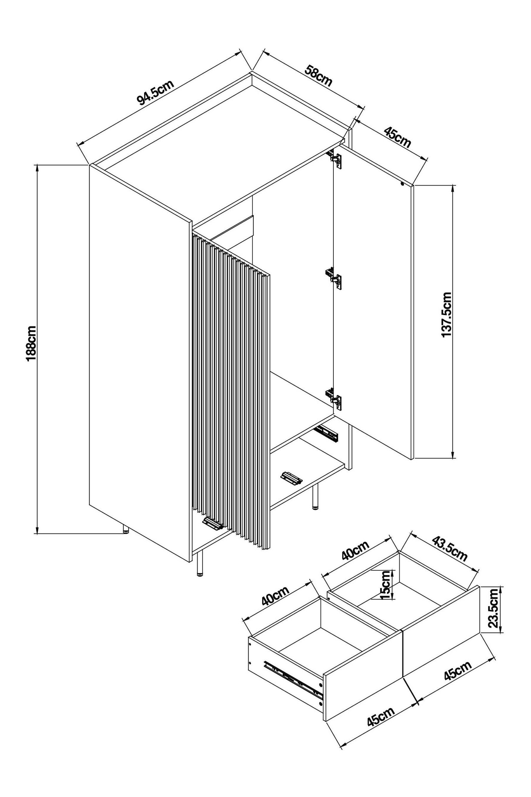 Buy MADE.COM Dark Brown Blaze Double, 2 Drawers Wardrobe from the Next ...