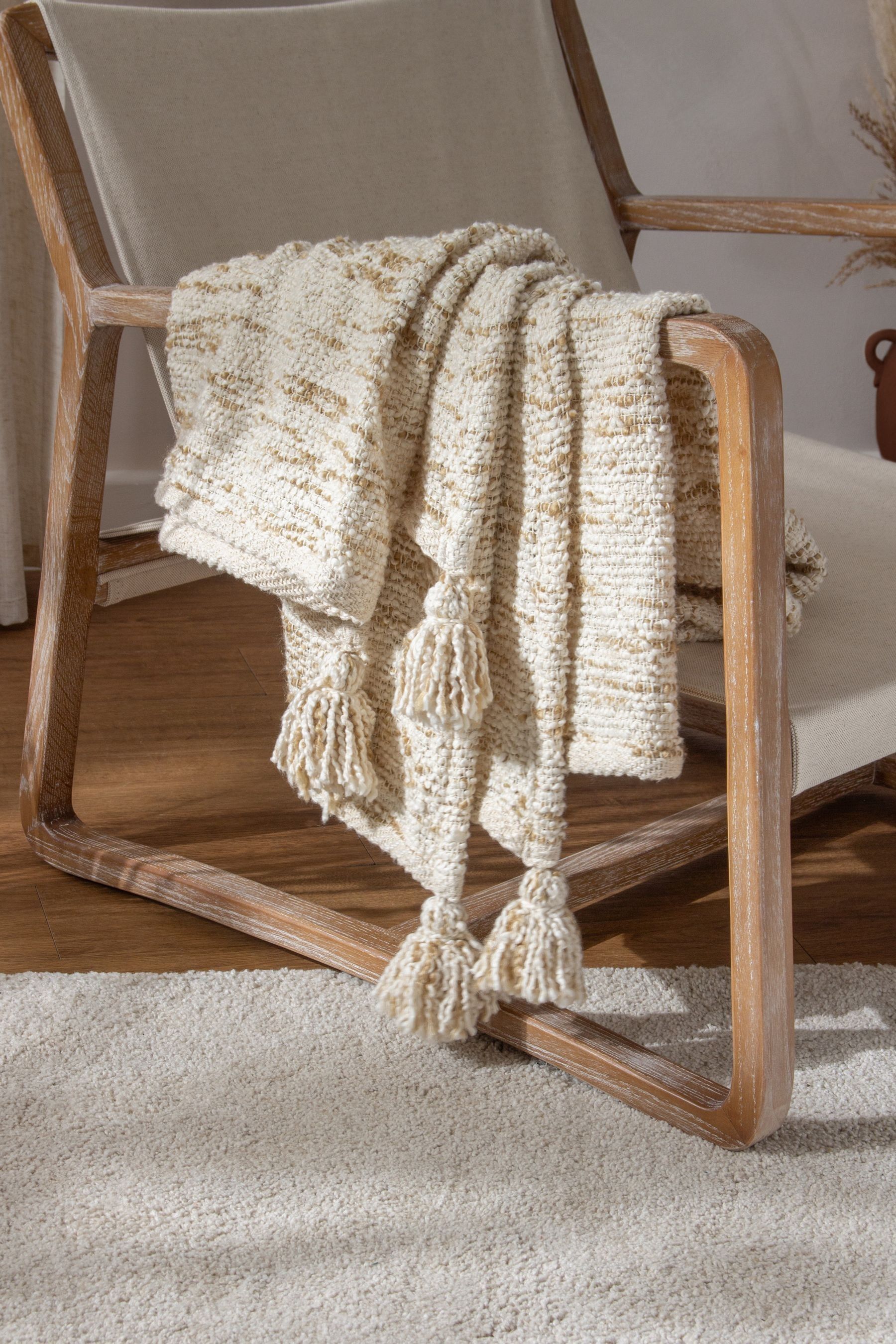 Buy Yard Natural Beige Heath Cotton Tasselled Throw from the Next UK ...