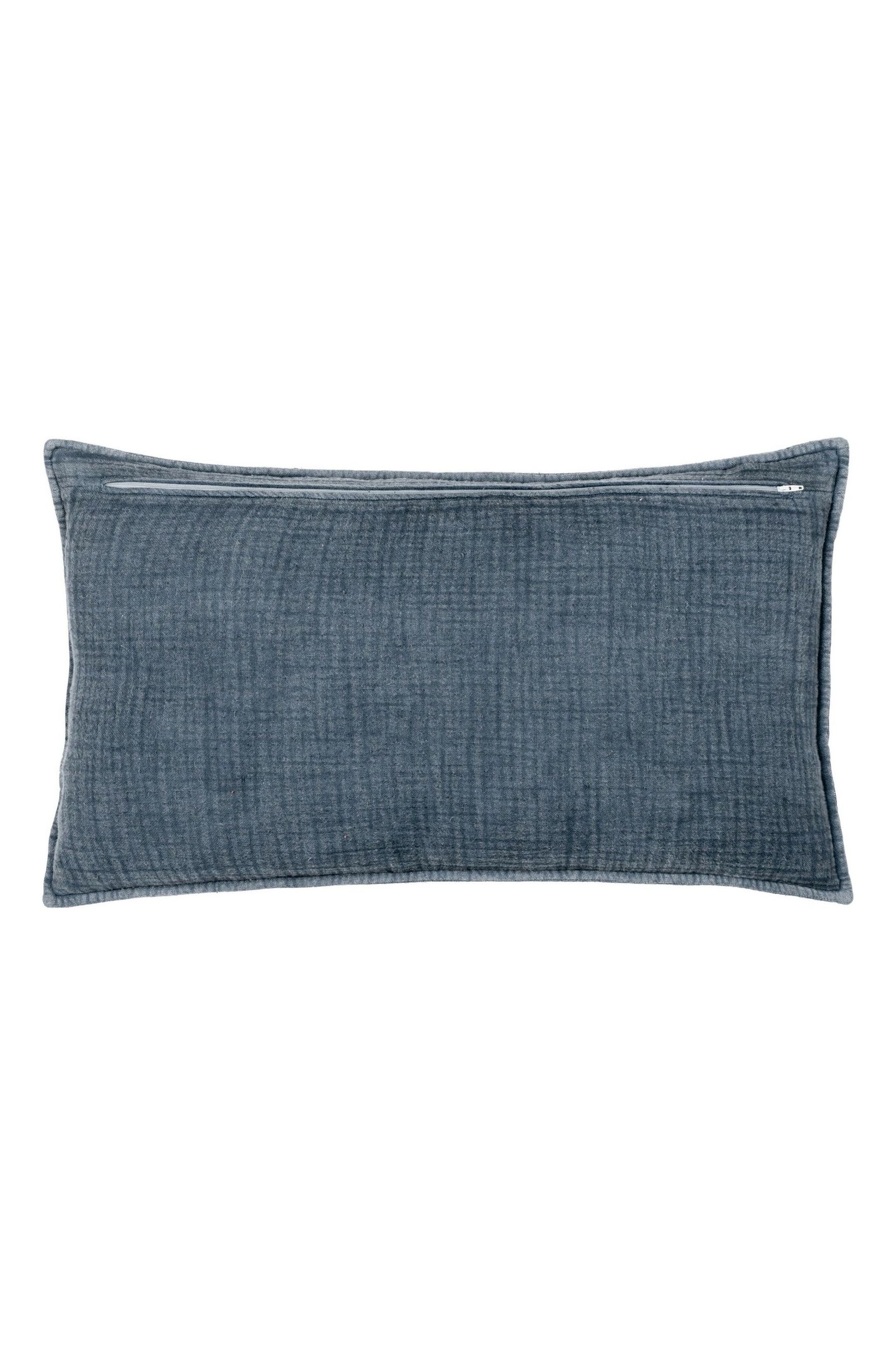 Buy Yard Ink Blue Ribble Acid Wash Polyester Filled 100% Cotton Cushion ...