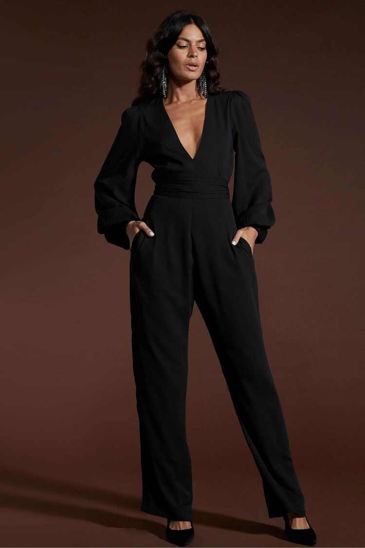 Buy Dancing Leopard Holly Tie Waist Black Jumpsuit from the Next UK ...