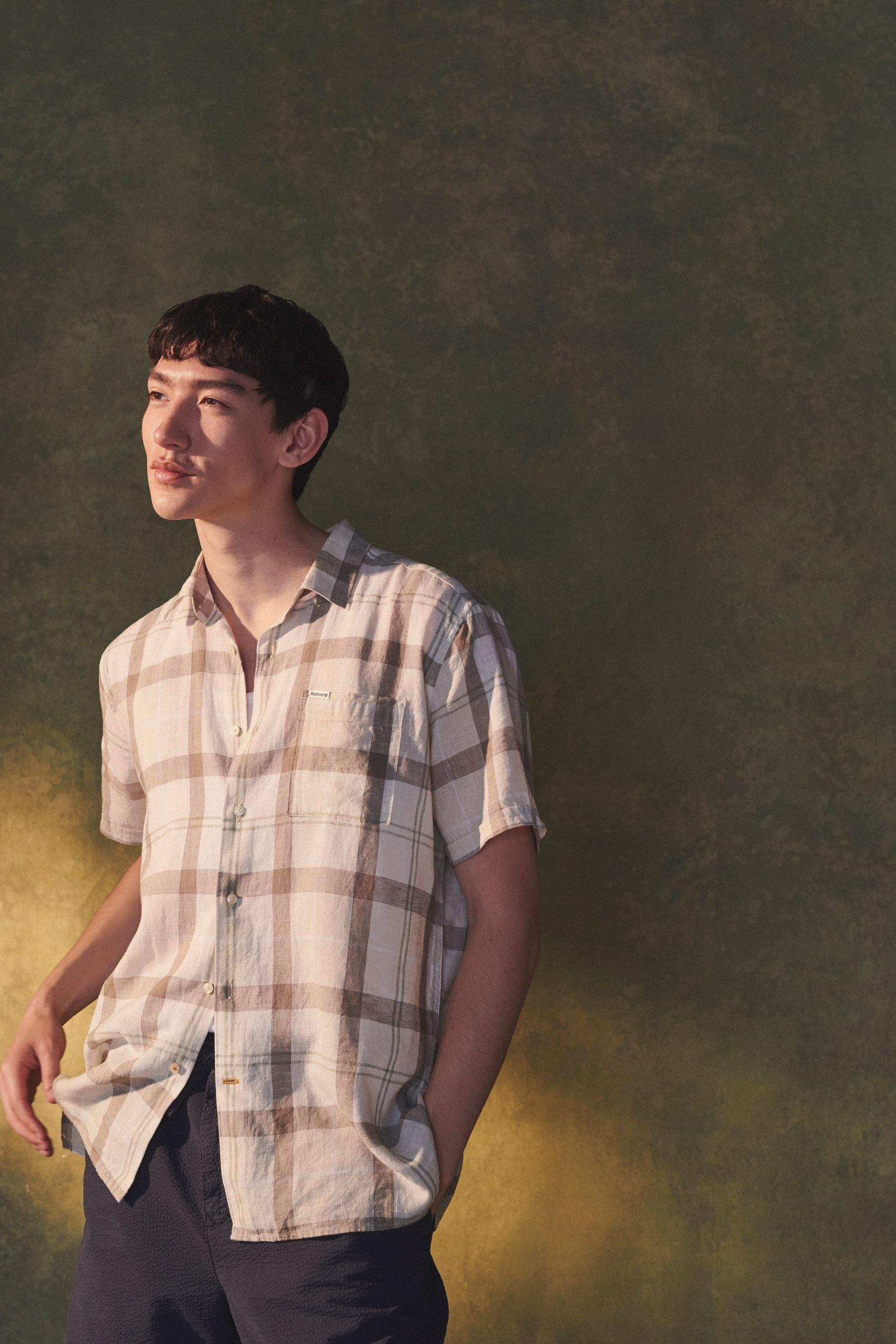 Buy Barbour® Stone Croft Tartan Check Short Sleeve Linen Mix Shirt from ...