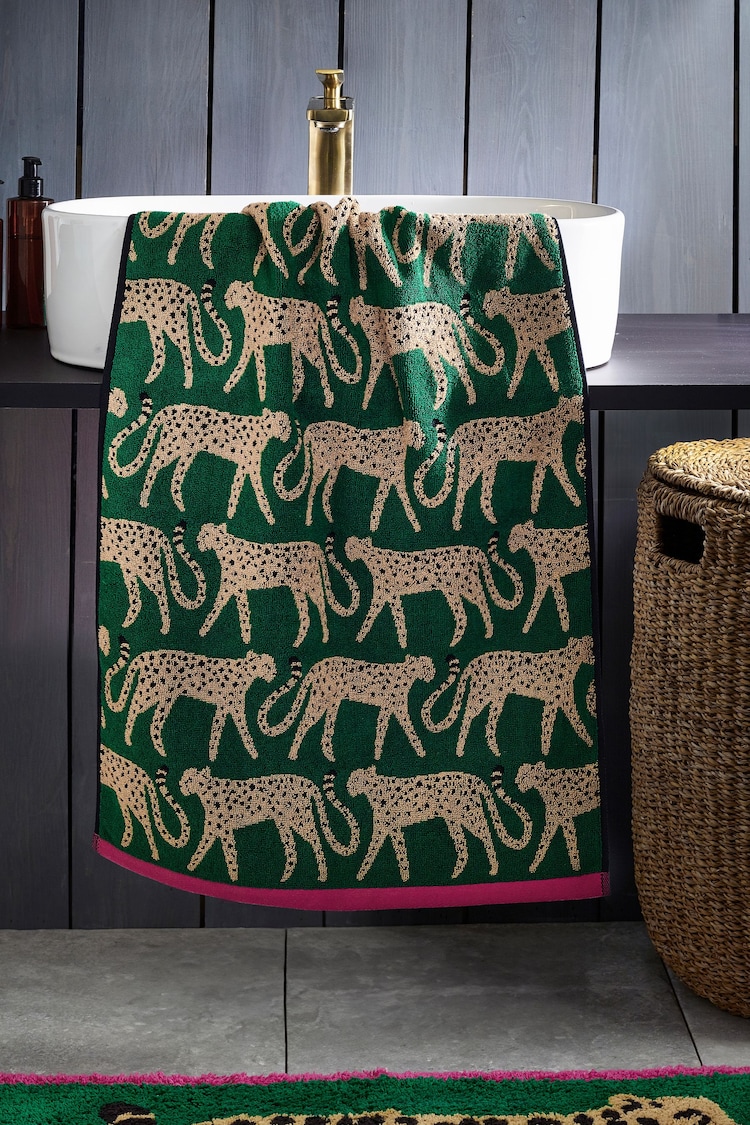 Buy Green 100% Cotton Cheetah Towel from Next Australia