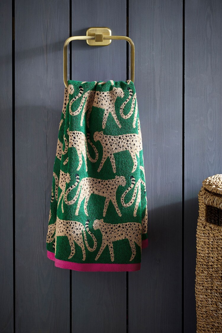 Buy Green 100% Cotton Cheetah Towel from Next Australia