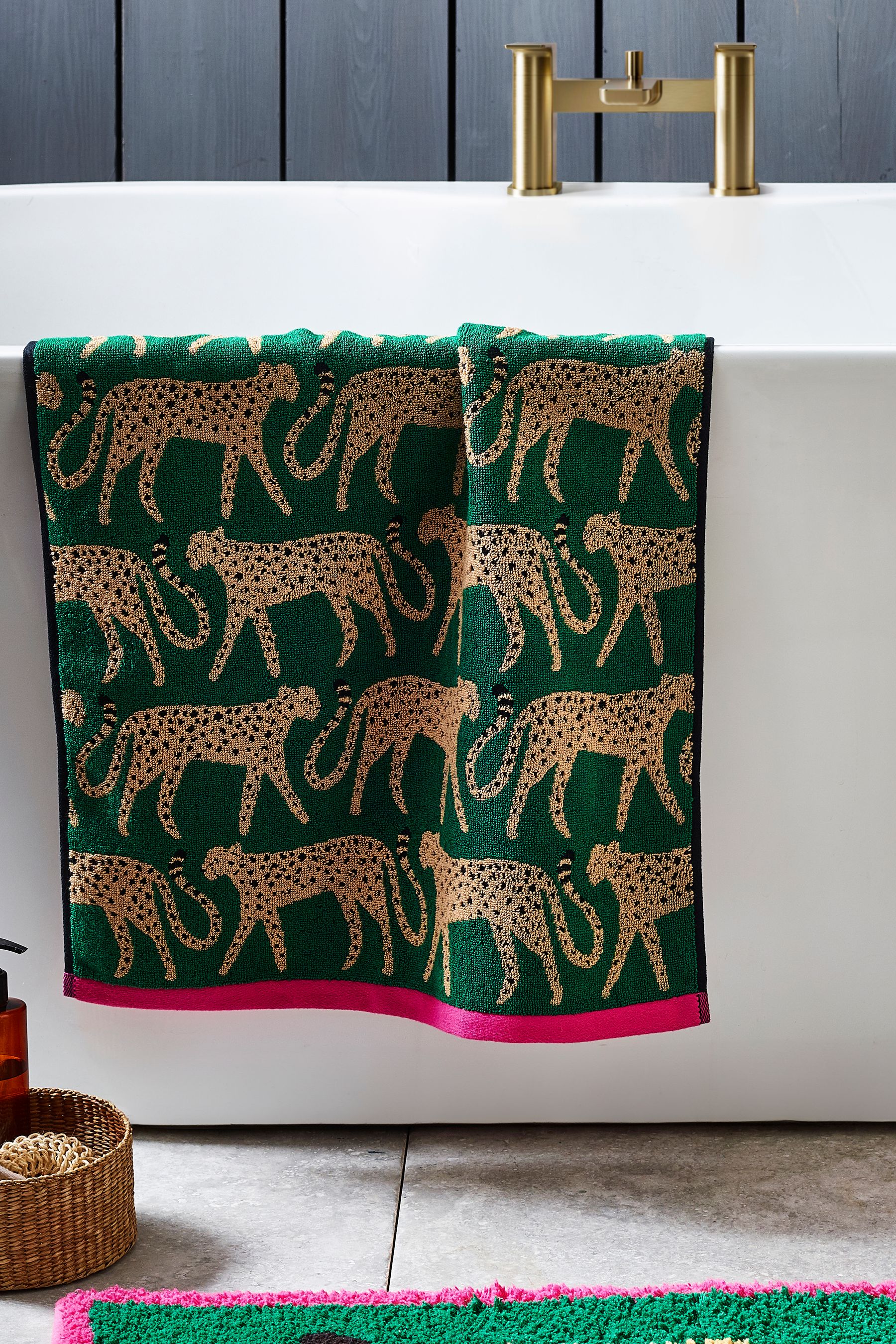 Buy Green 100% Cotton Cheetah Towel from the Next UK online shop