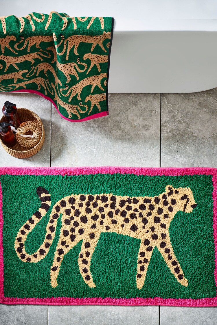 Buy Green Cheetah Animal Print Bath 100% Cotton Bath Mat from the Next ...