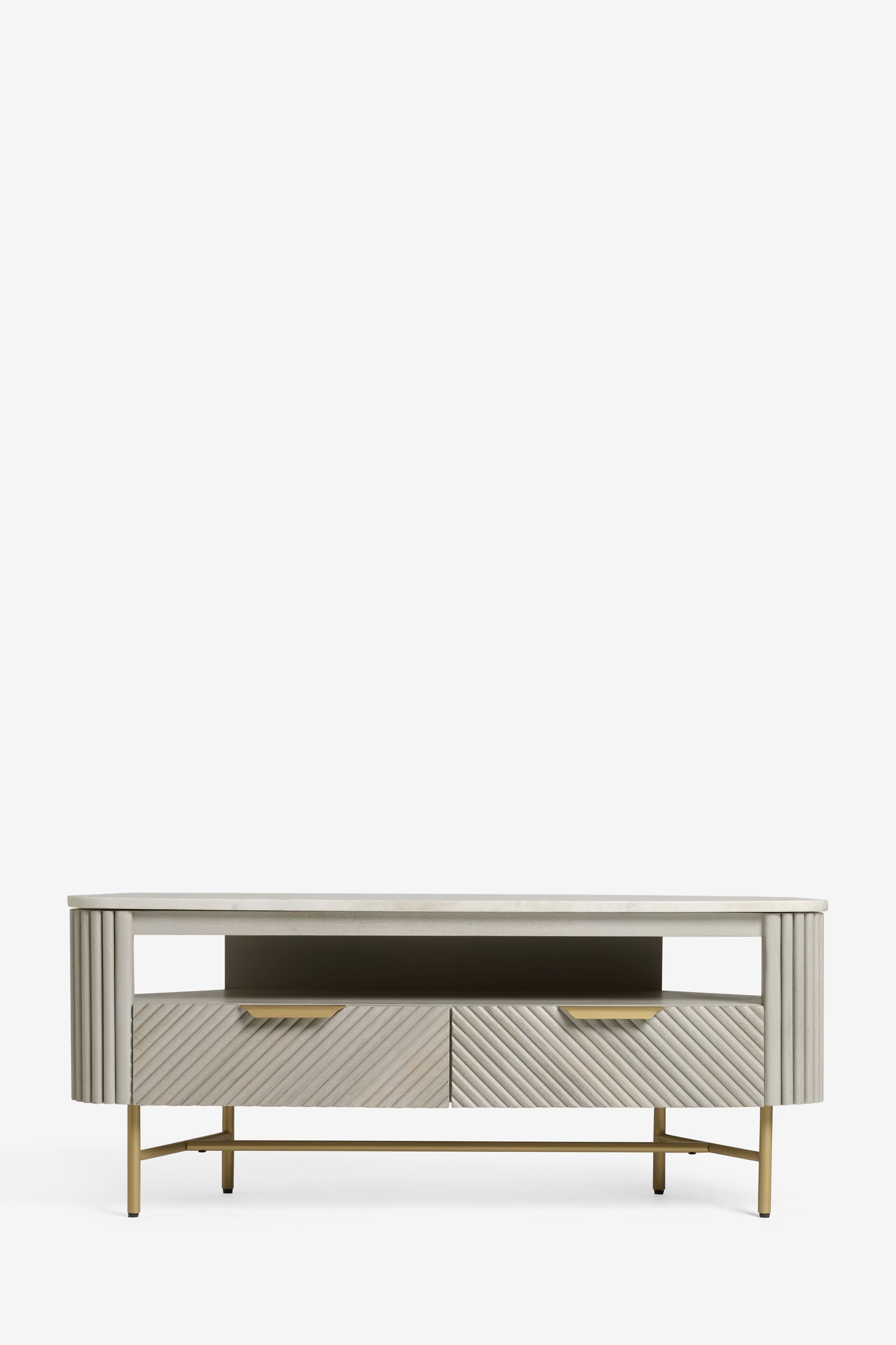 Buy Light Grey Valencia Marble Mango Wood Corner TV Unit from the Next ...