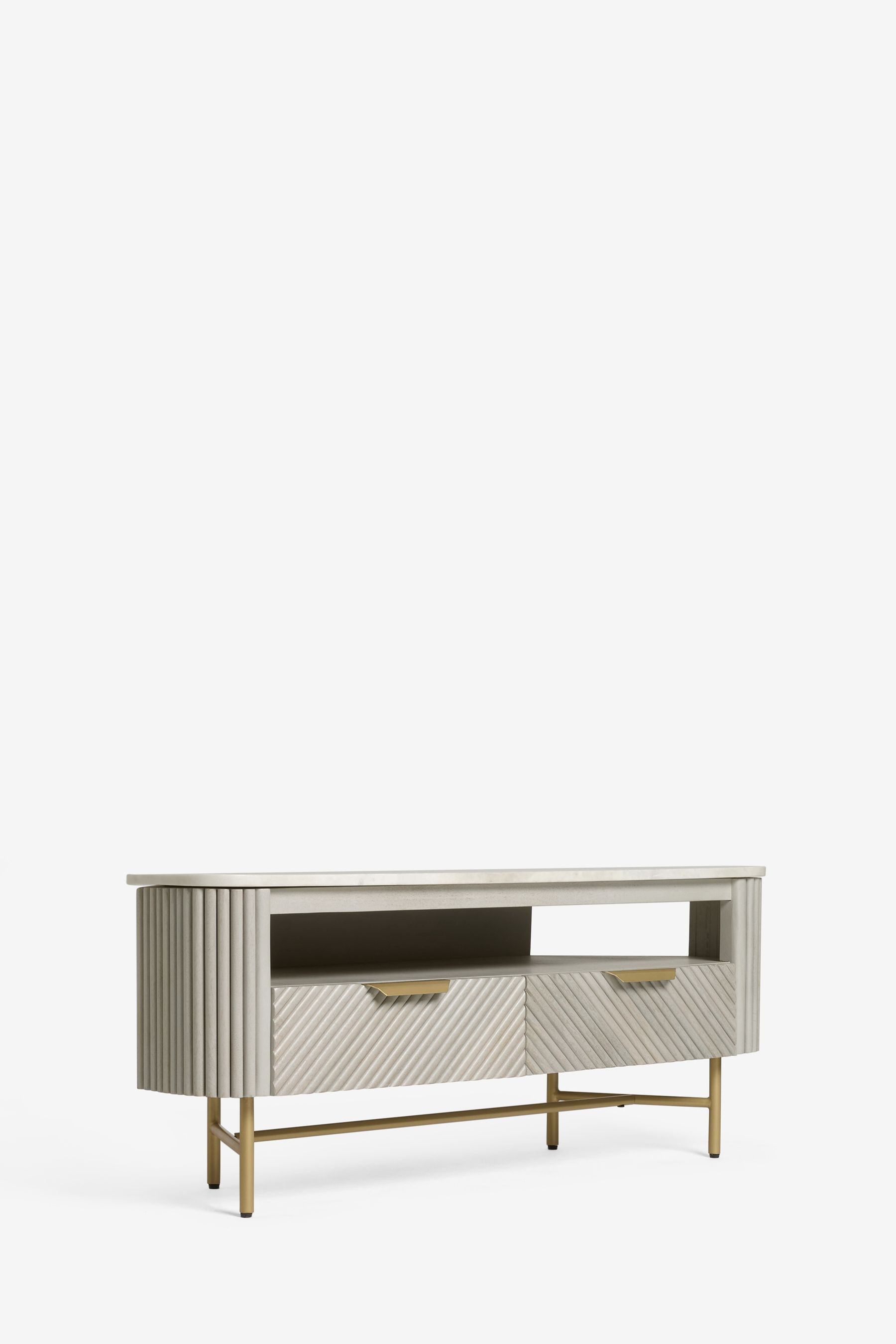 Buy Light Grey Valencia Marble Mango Wood Corner TV Unit from the Next ...