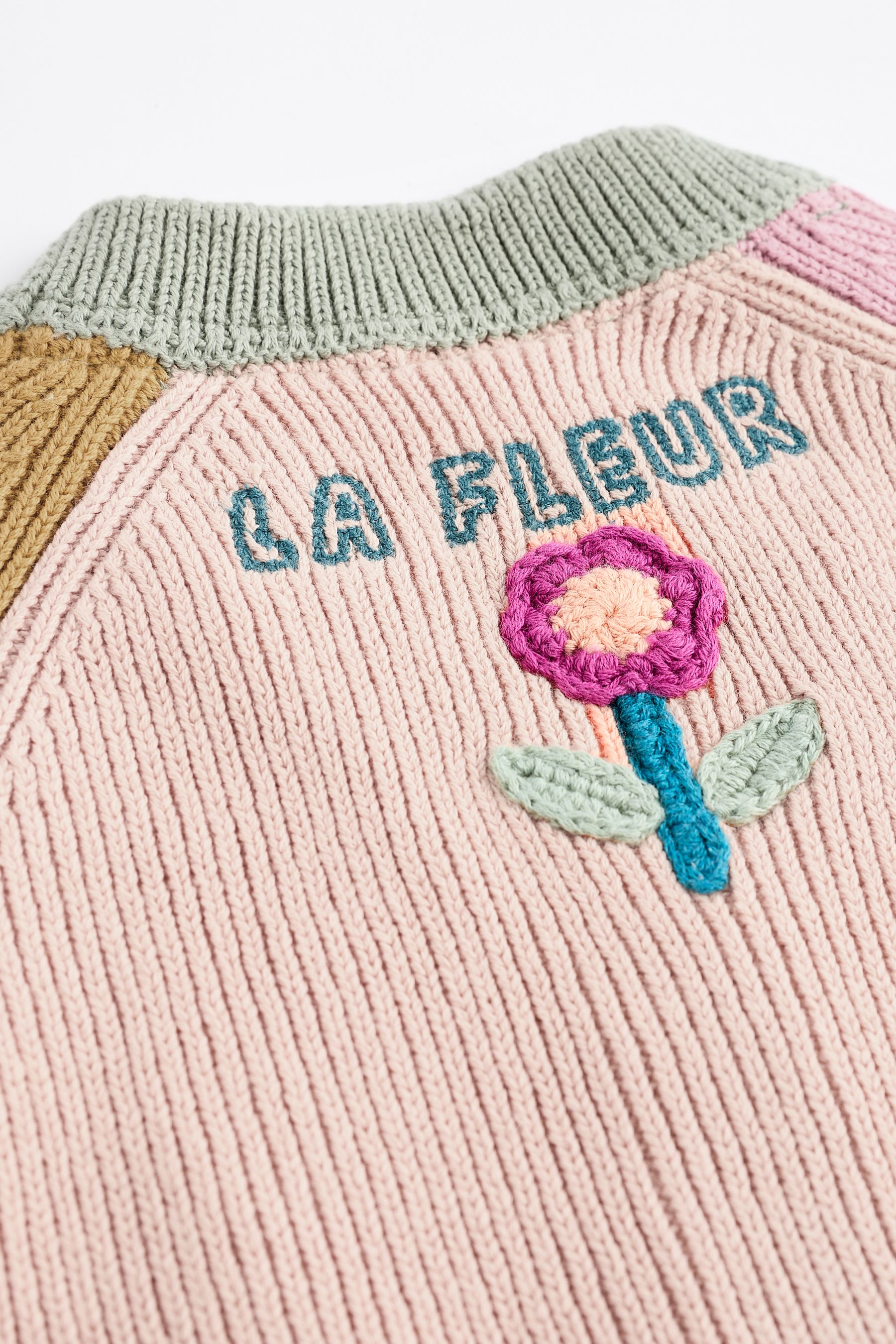 Buy Pink/Yellow Colourblock Embroidered Baby Knitted Cardigan (0mths ...