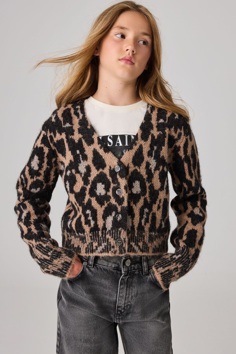 Buy smALLSAINTS Leopard Wick Leopard Girls Knitted Cardigan from the ...