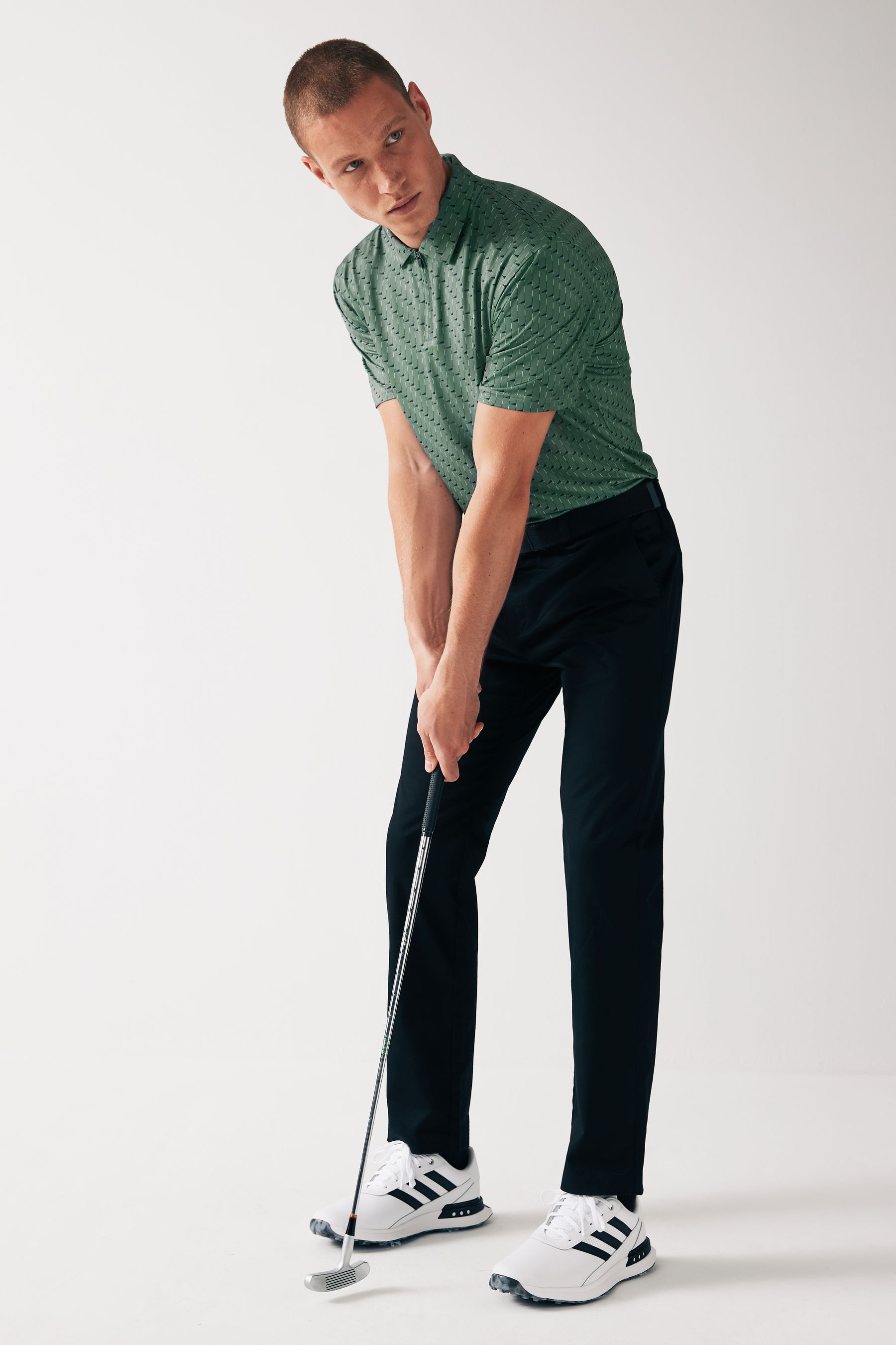 Buy Green Print Golf Polo Shirt from the Next UK online shop