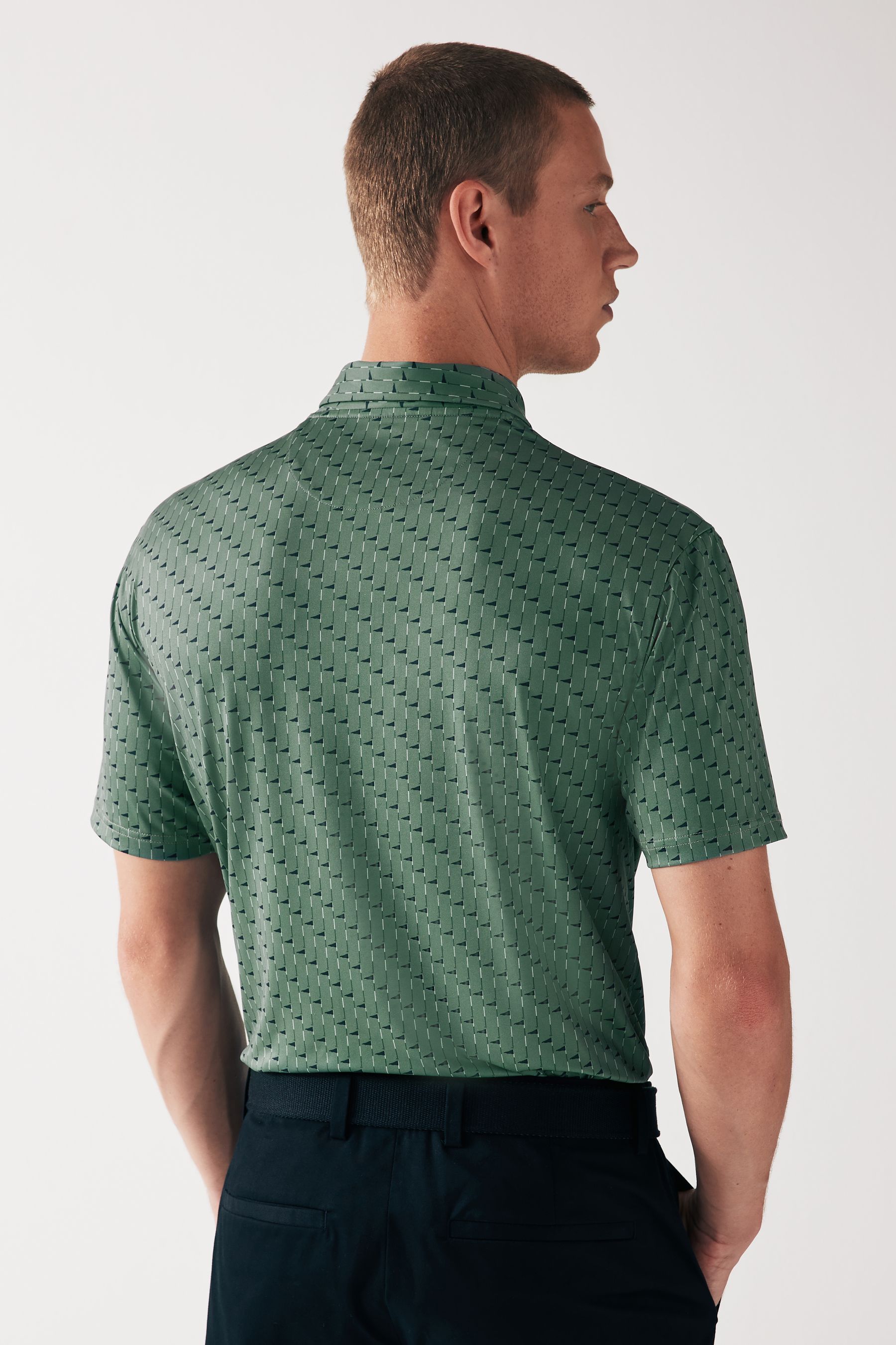 Buy Green Print Golf Polo Shirt from the Next UK online shop