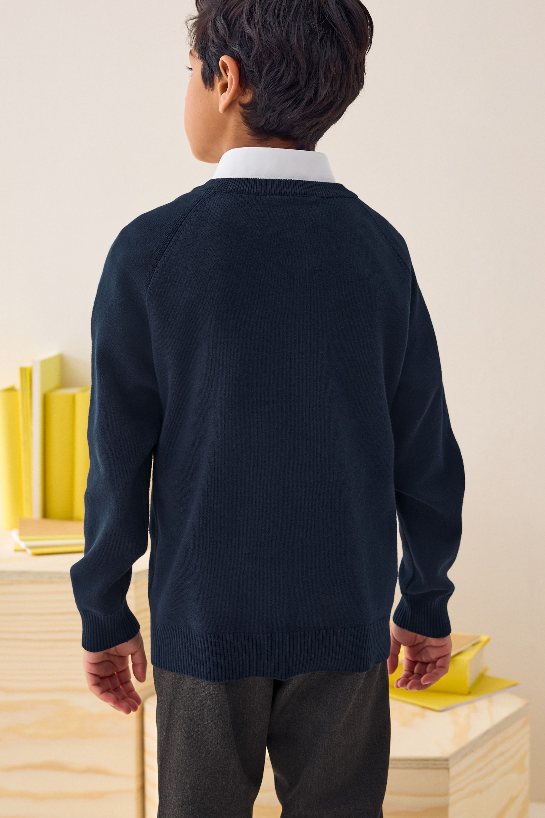Buy Navy Blue Knitted V-Neck School Jumper (3-16yrs) from the Next UK ...