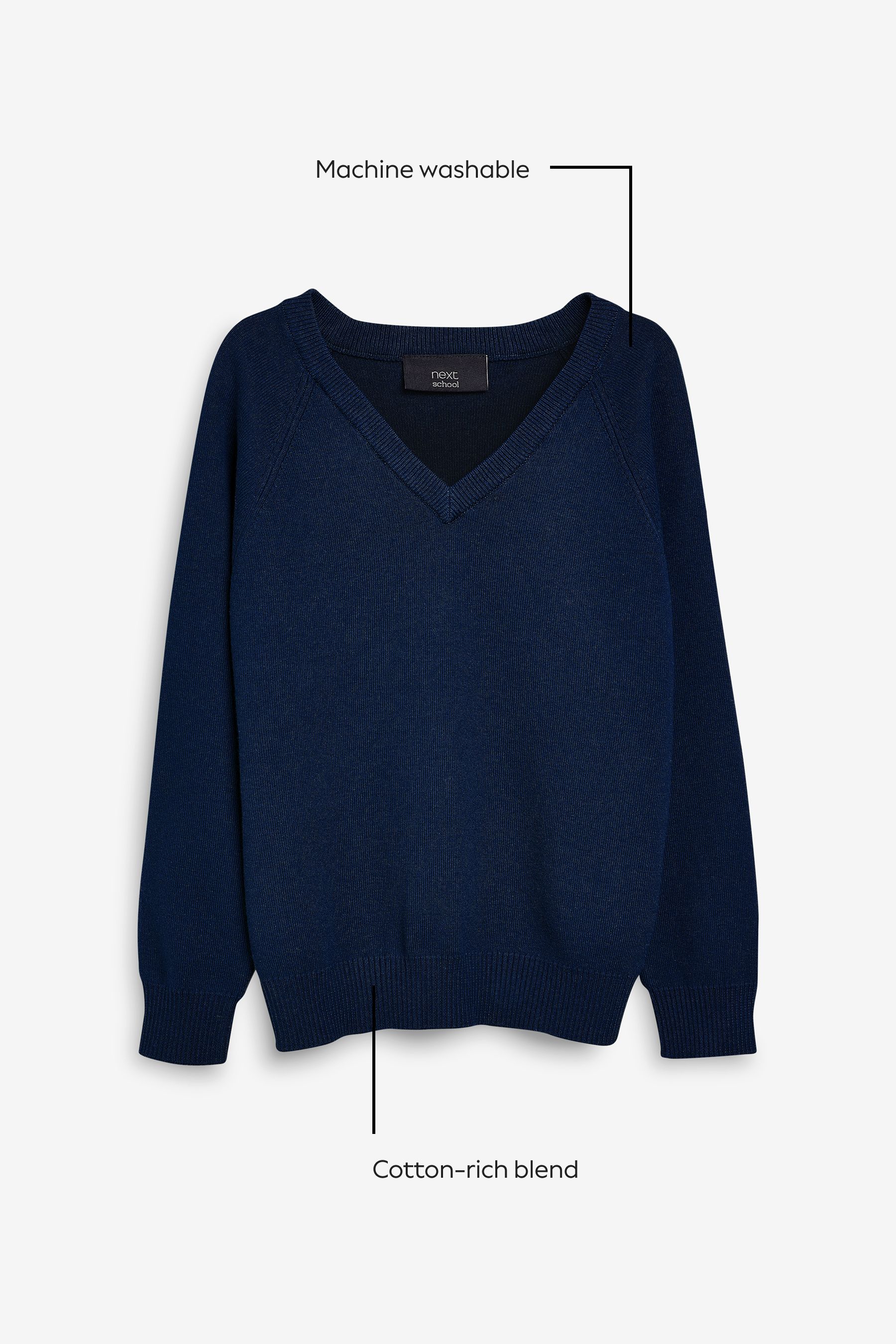 Buy Navy Blue Knitted V-Neck School Jumper (3-16yrs) from the Next UK ...