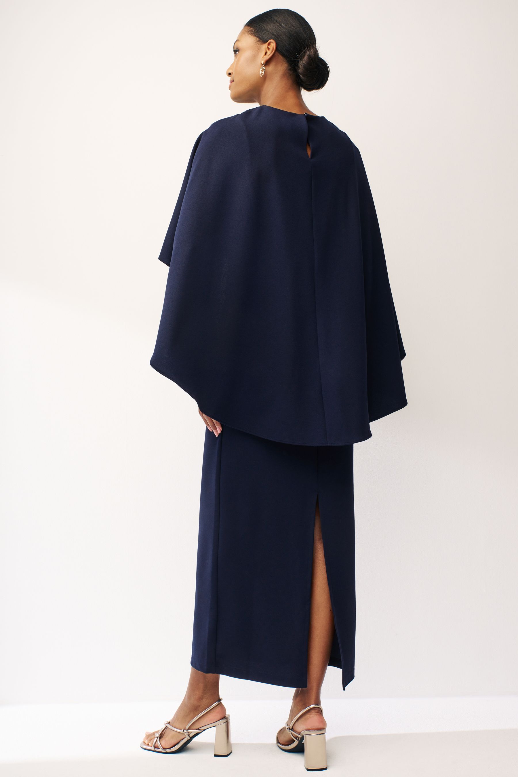 Buy Navy Blue Cape Detail Maxi Dress from Next USA