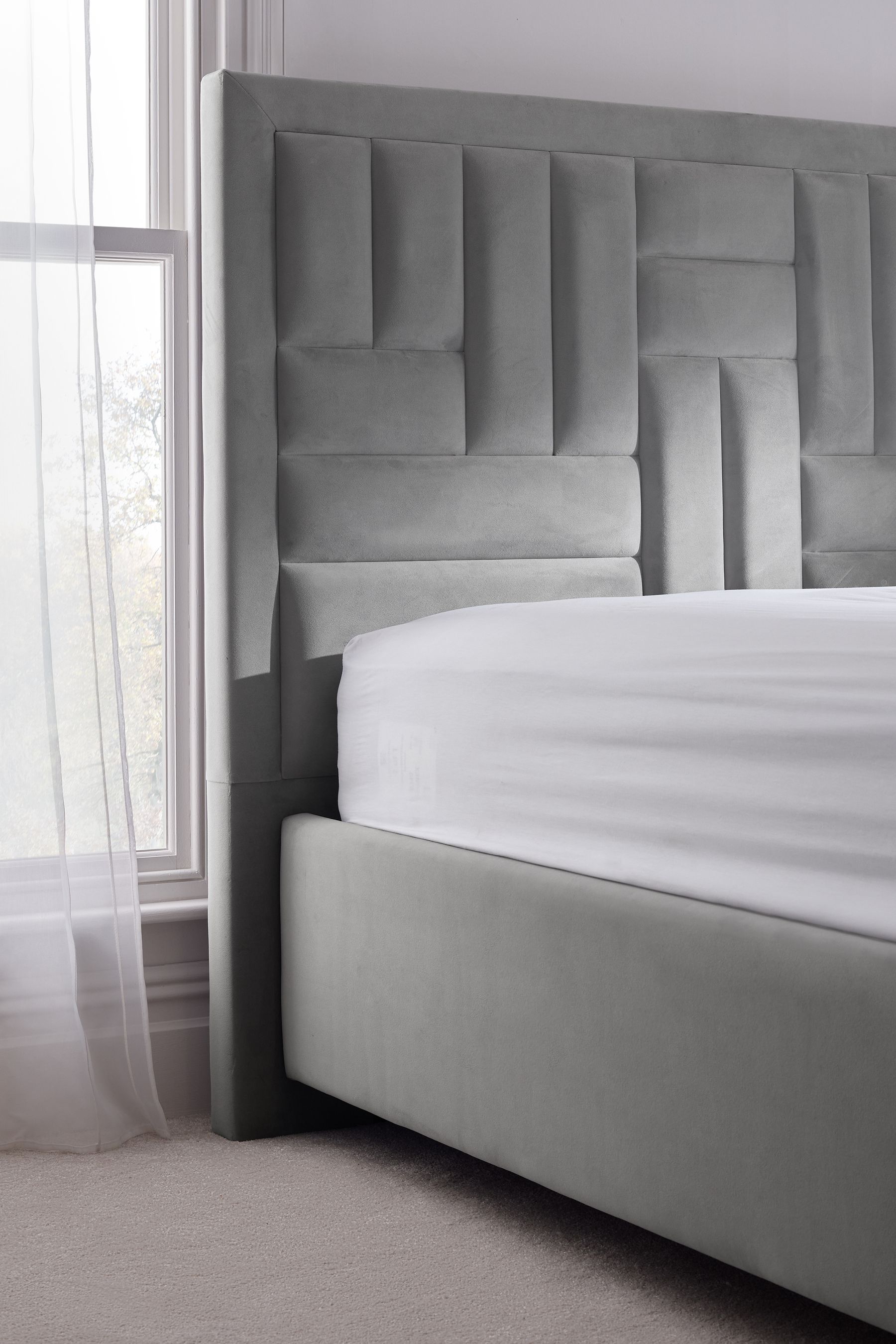 Buy Soft Velvet Mid Grey Ruby Upholstered Ottoman Storage Bed Frame from the Next UK online shop