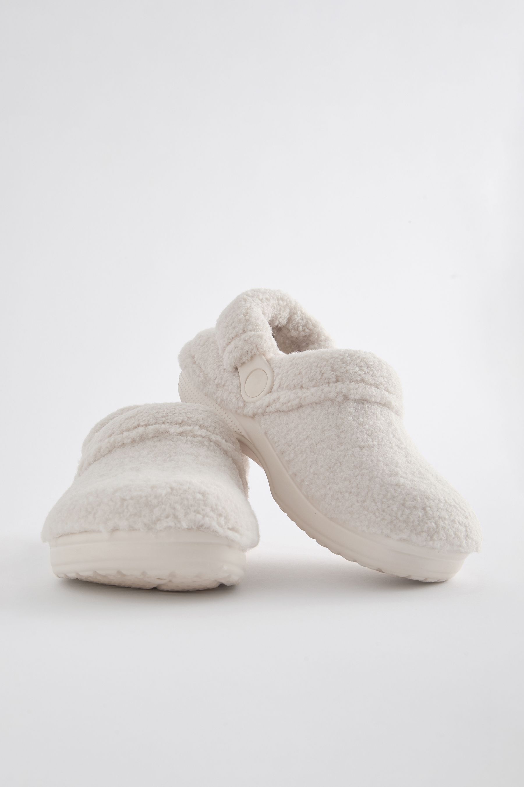 Buy White Neutral Borg Clog Slippers from the Next UK online shop
