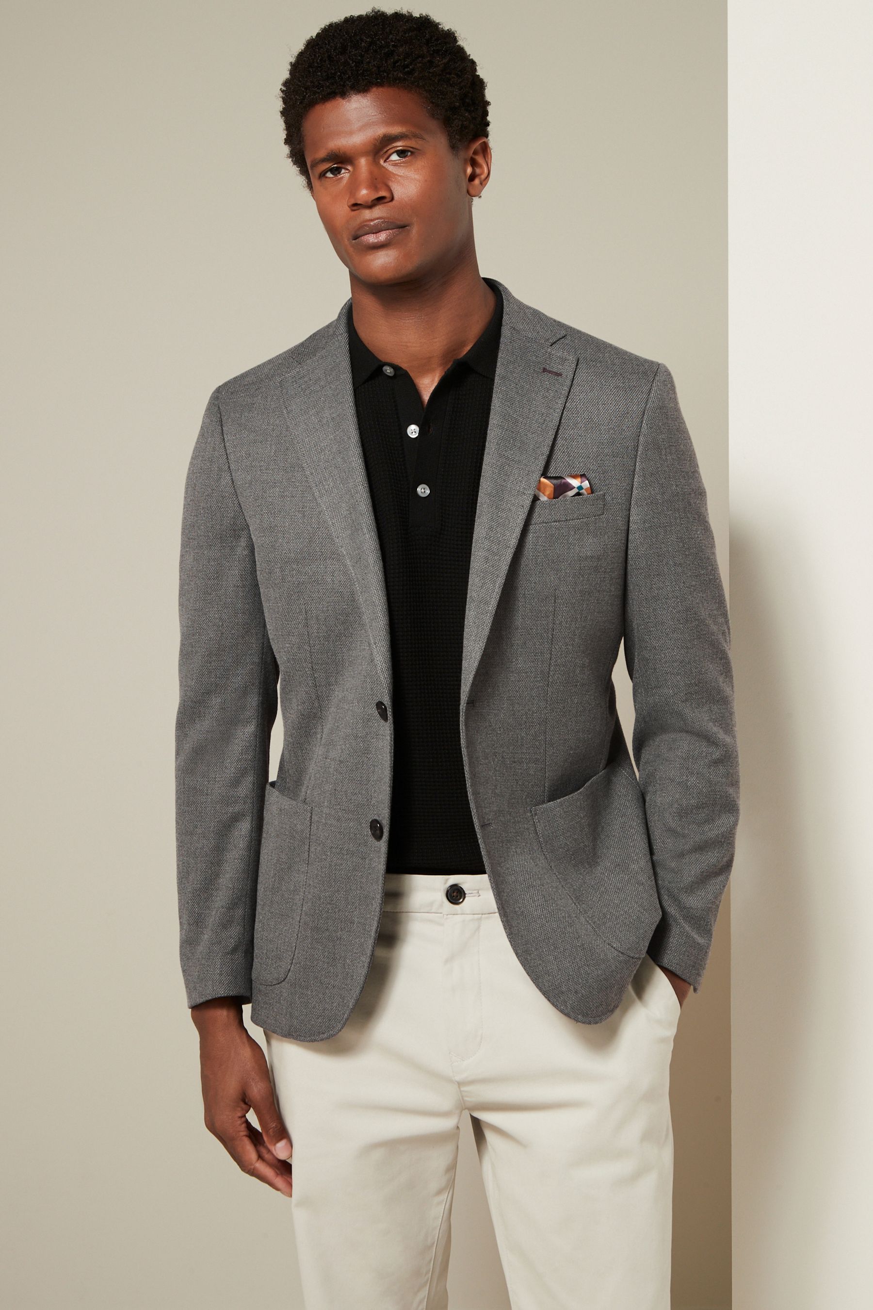 Buy Grey Regular Fit Textured Smart Blazer from the Next UK online shop