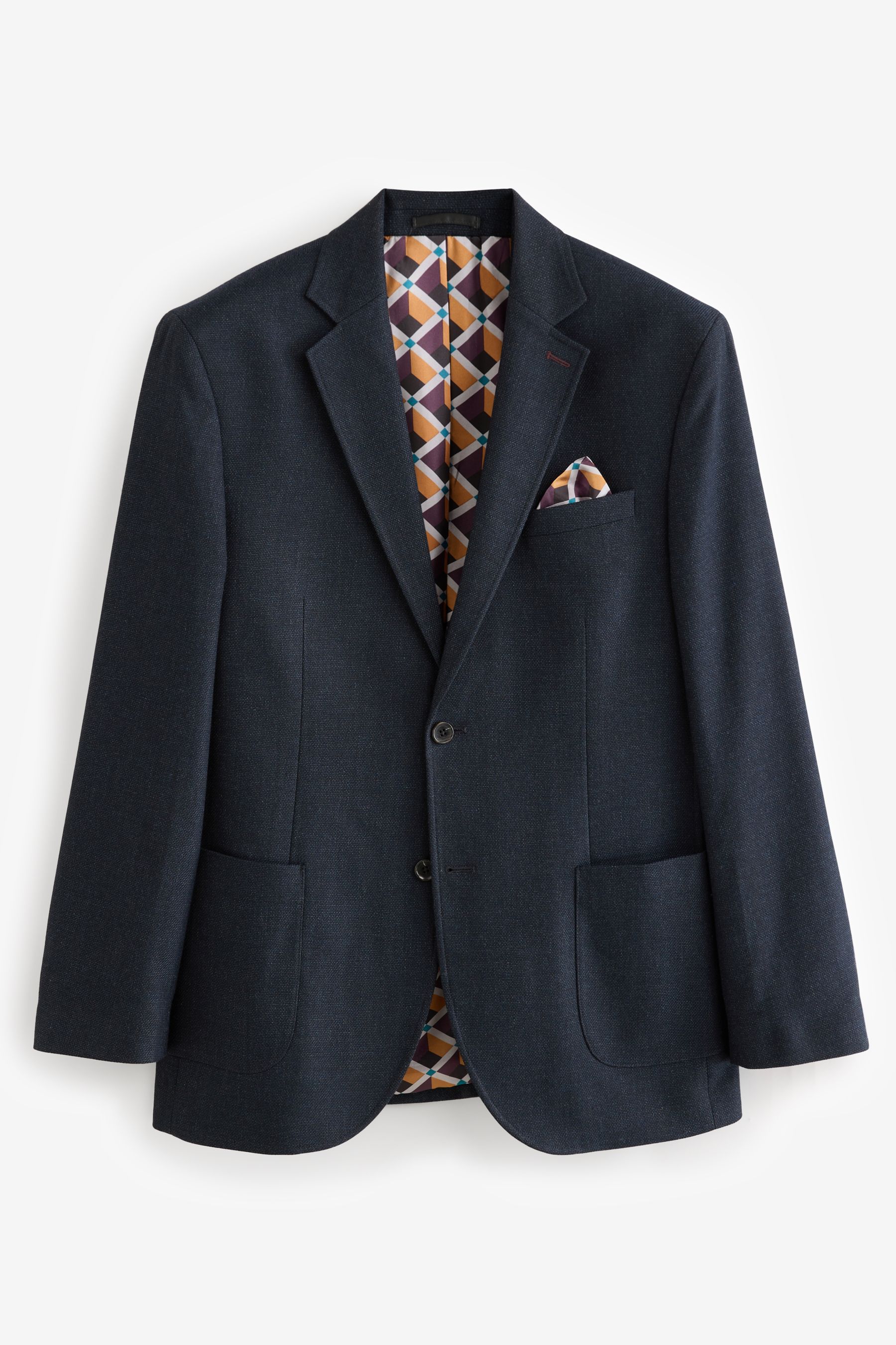Buy Navy Blue Regular Fit Textured Smart Blazer from the Next UK online ...