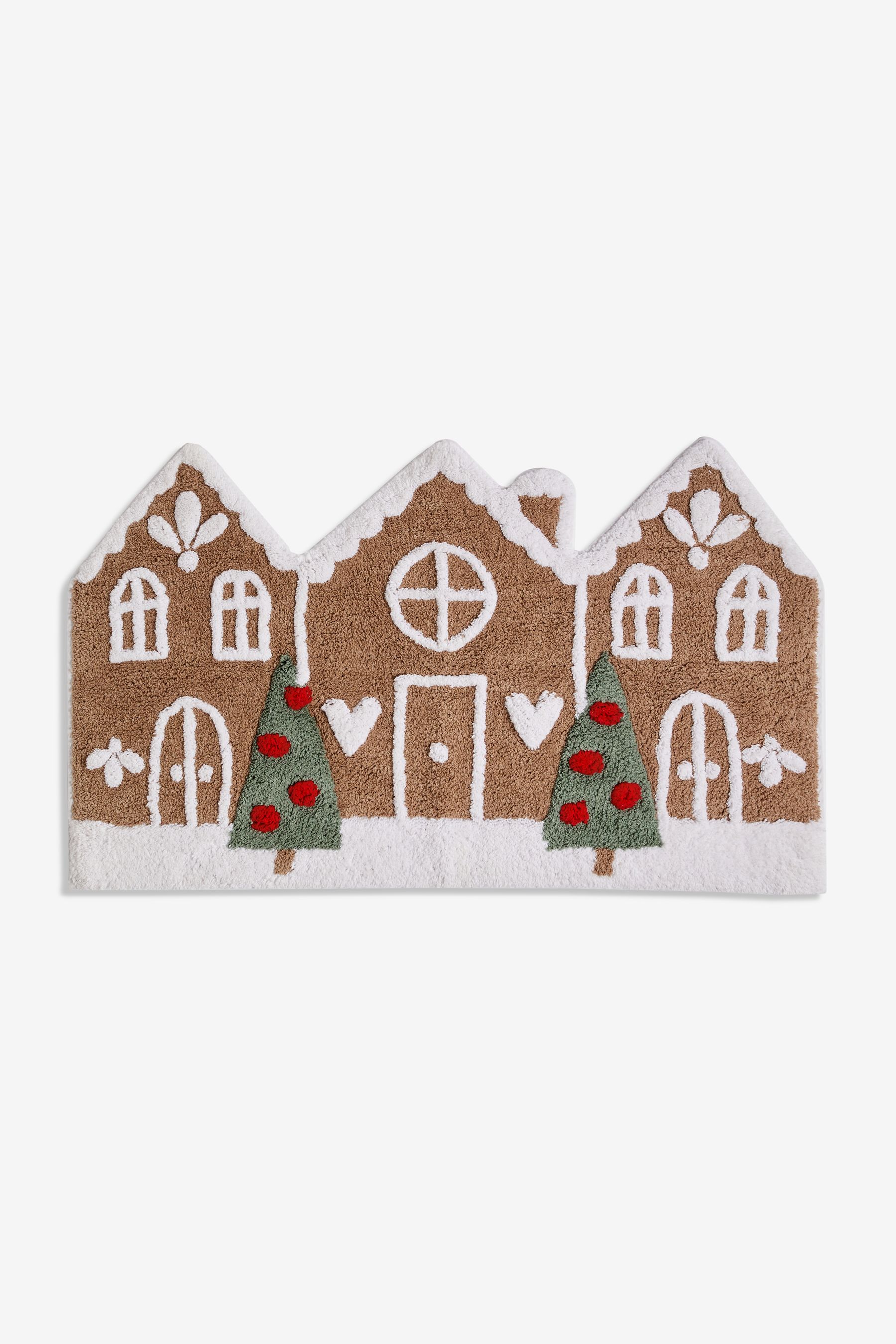 Buy Brown Christmas Gingerbread House 100% Cotton Bath Mat from the ...