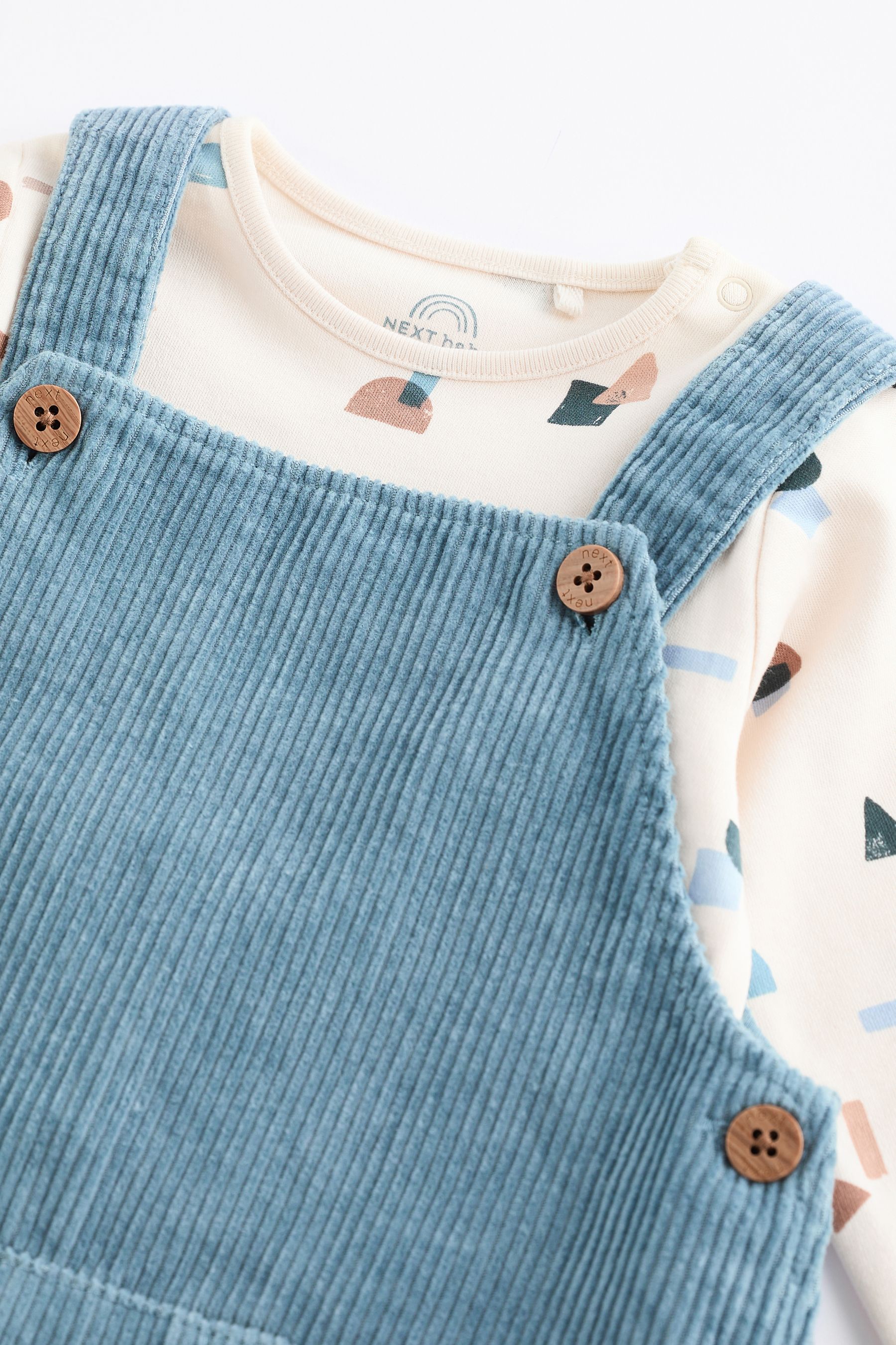 Buy Blue Cord 100% Cotton Baby Dungarees and Bodysuit Set (0mths-2yrs ...