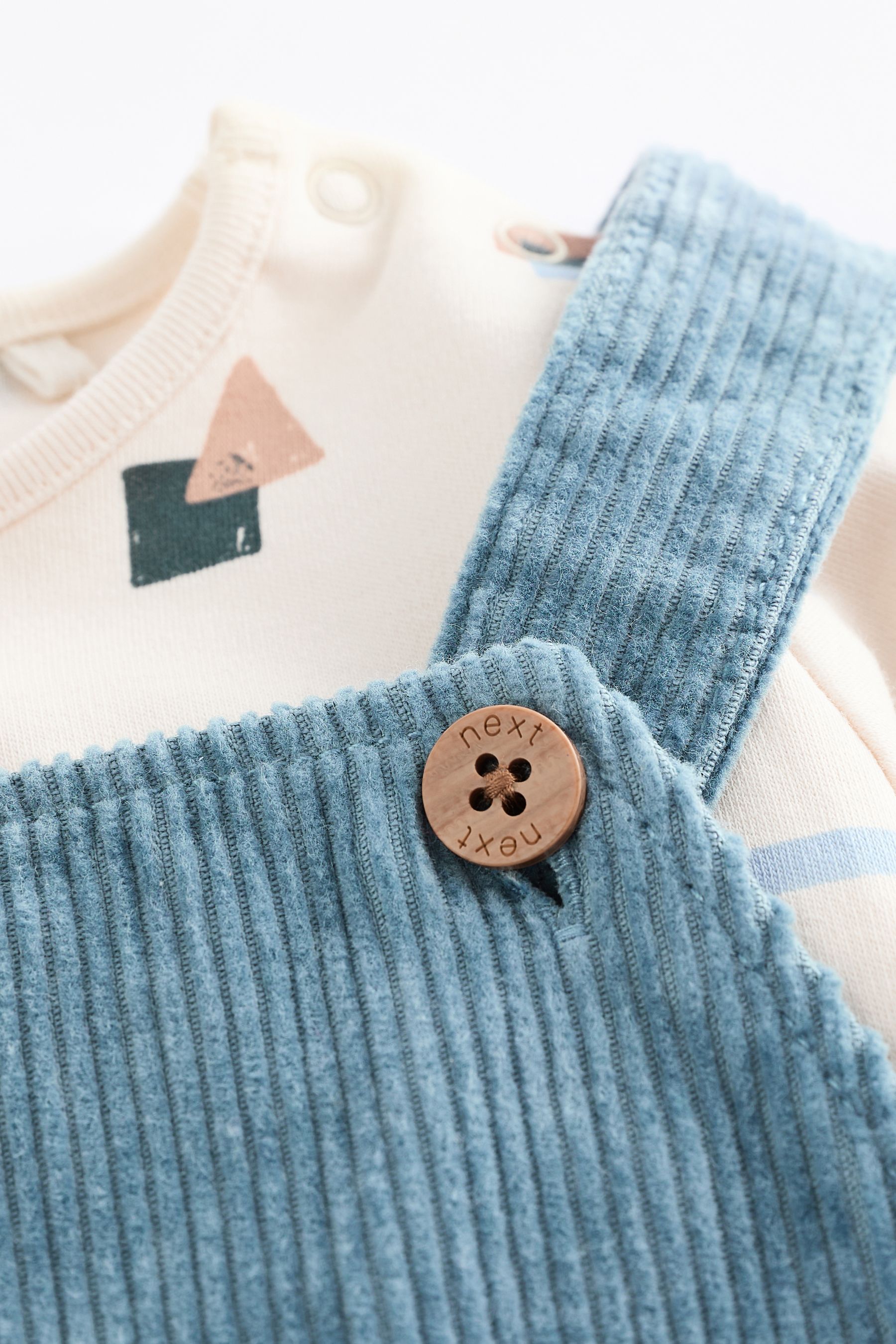 Buy Blue Cord 100% Cotton Baby Dungarees and Bodysuit Set (0mths-2yrs ...