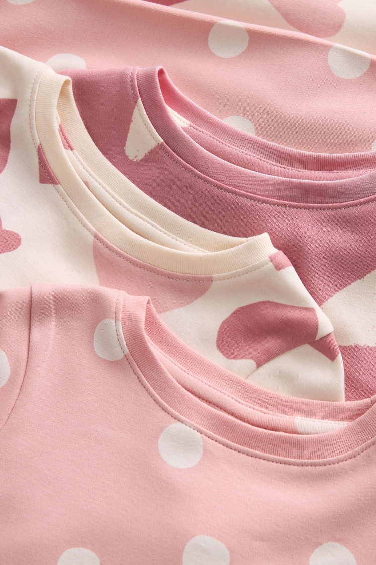 Buy Pink/White 3 Pack 100% Cotton Snuggle Pyjamas (9mths-12yrs) from ...