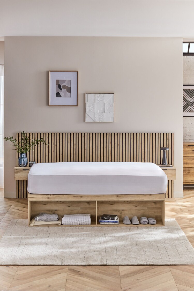 Buy Light Oak Effect Bronx Wooden Hotel Bed Frame with Platform Storage ...