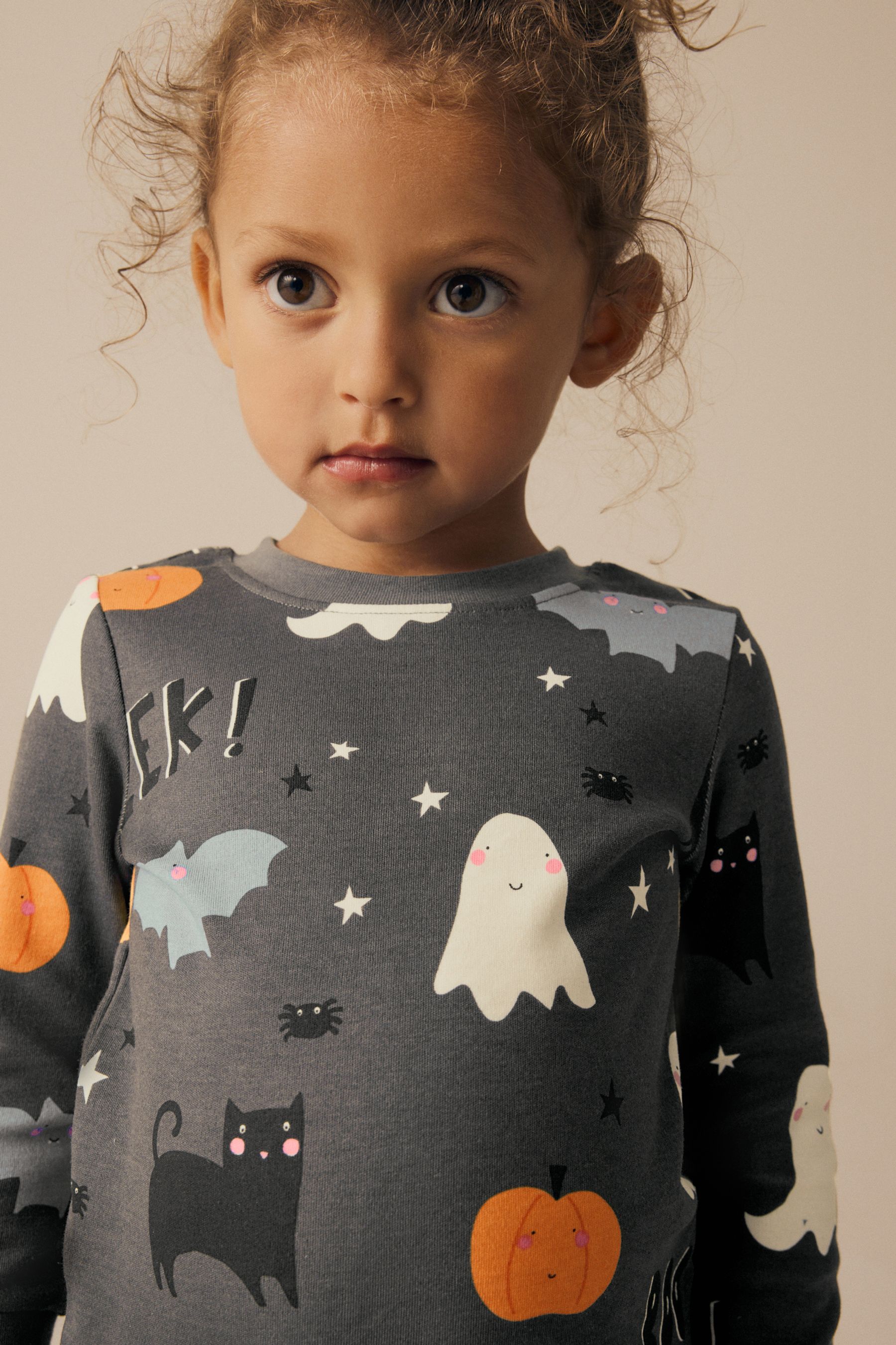 Buy Grey Matching Family Halloween 100% Cotton Glow in the Dark Pyjamas ...