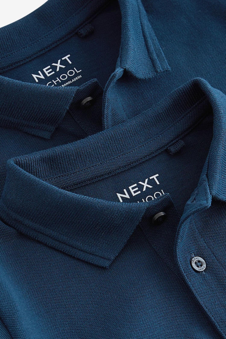 Buy Navy 2 Pack Cotton School Short Sleeve 100% Cotton Polo Shirts (3 ...