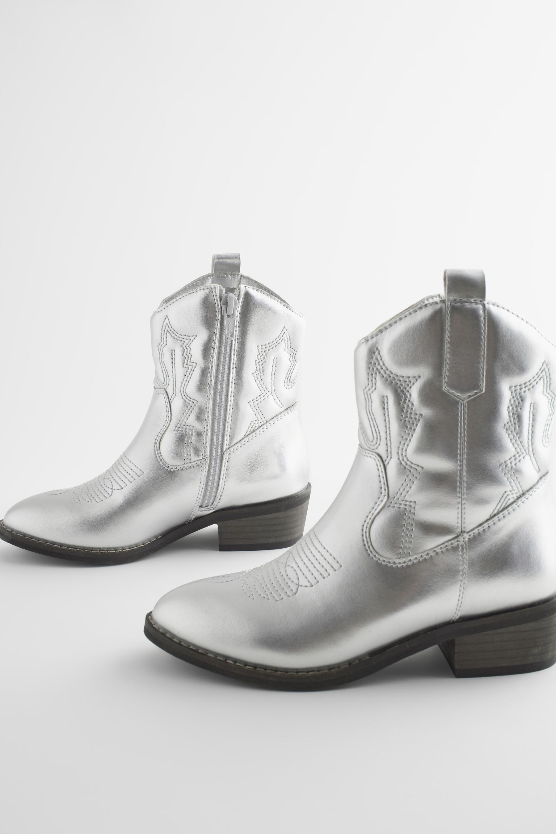 Buy Silver Western Cowboy Ankle Boots from the Next UK online shop