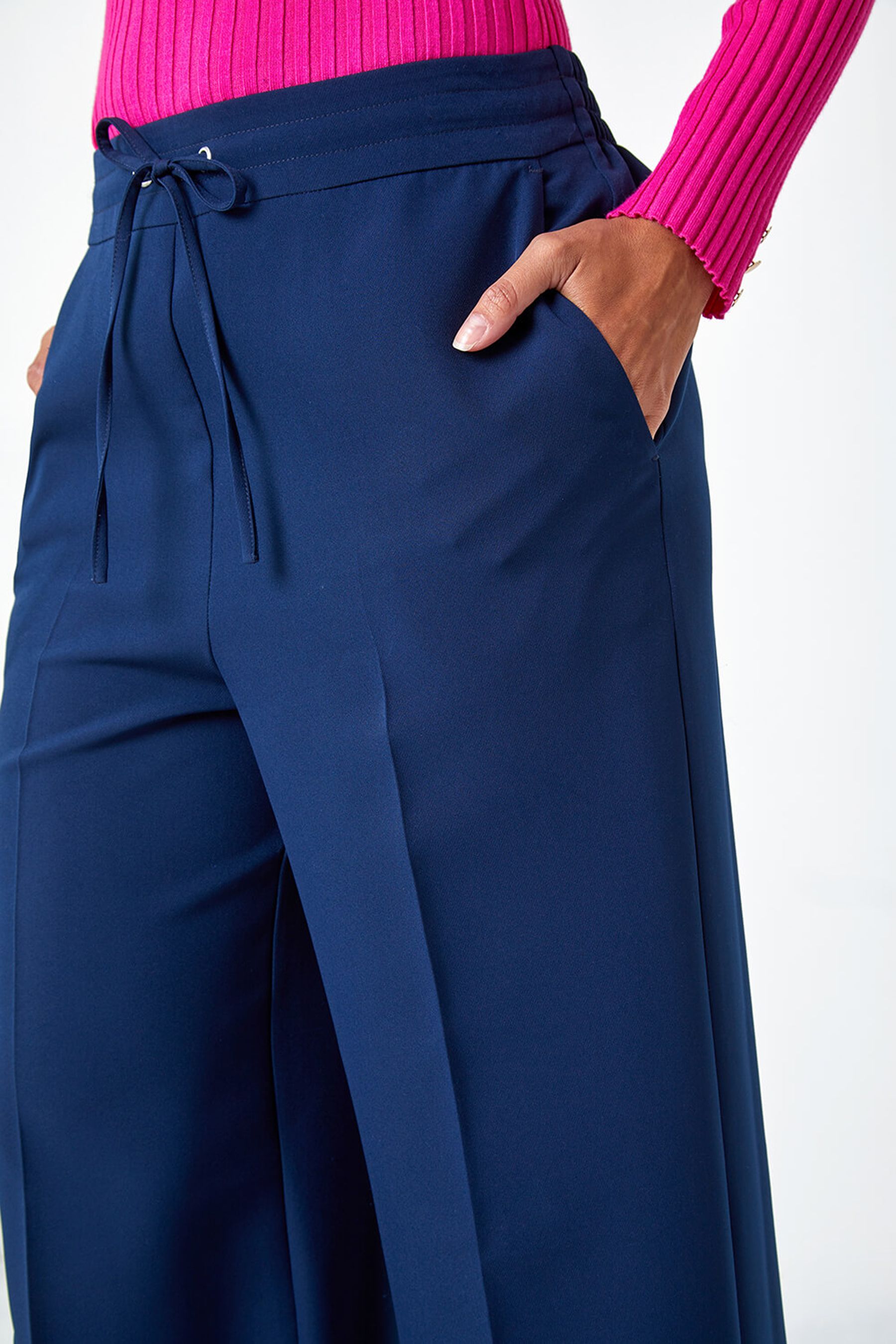 Buy Roman Blue Wide Leg Tie Front Stretch Trousers from the Next UK ...