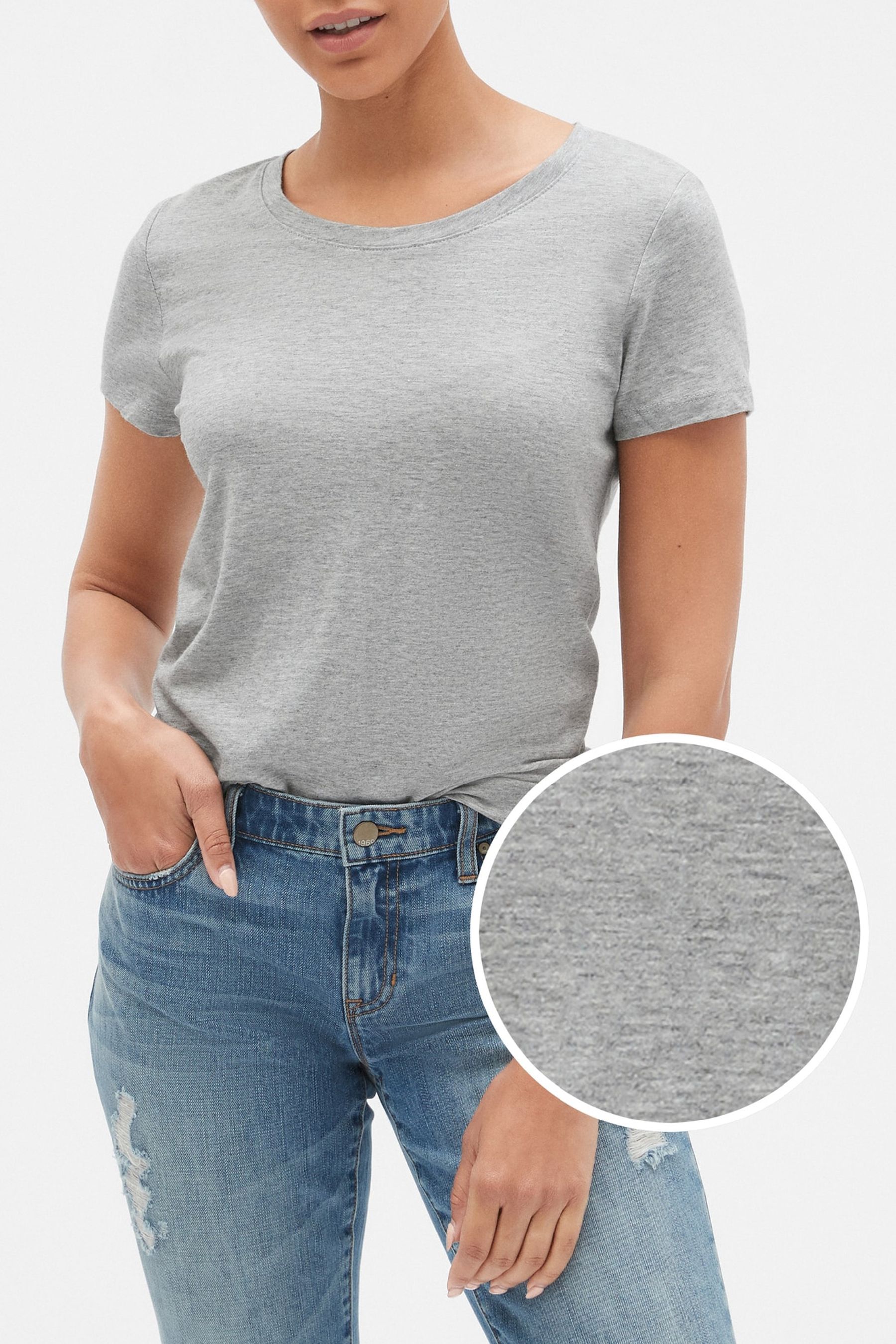 Buy Gap Light Grey Crew Neck Favourite Cotton-Modal Short Sleeve T ...