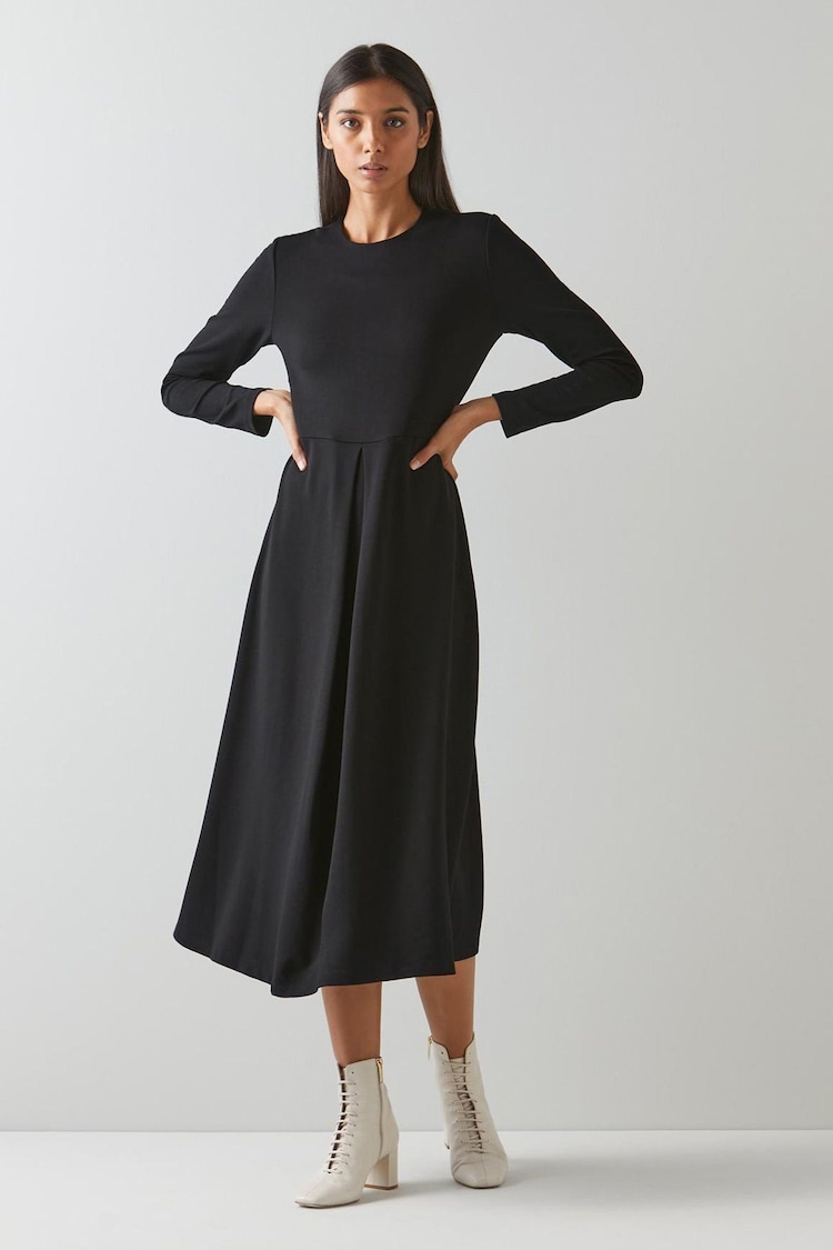 Buy LK Bennett Black Jersey Fit And Flare Womens Maria Dress from the ...