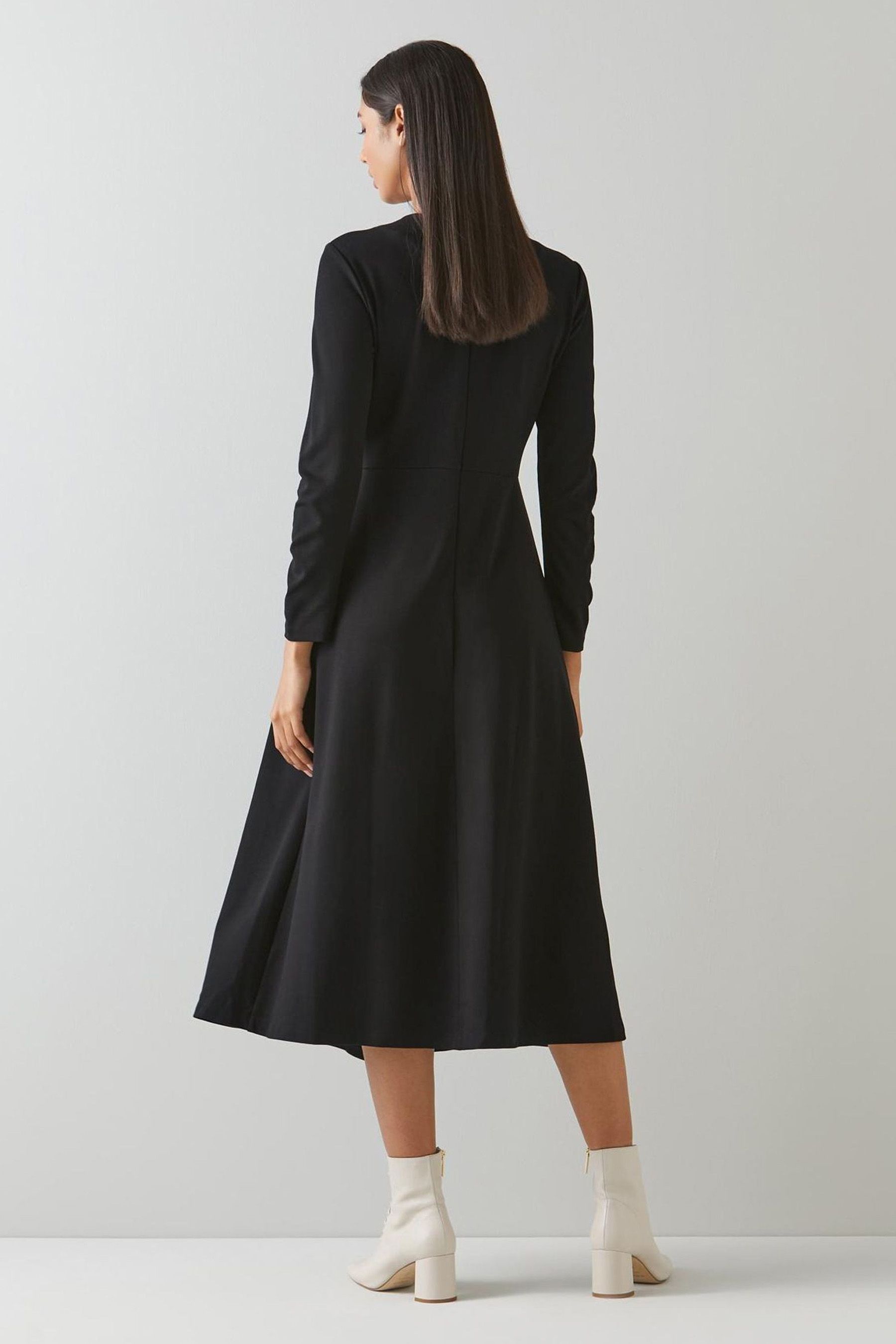 Buy LK Bennett Black Jersey Fit And Flare Womens Maria Dress from the ...
