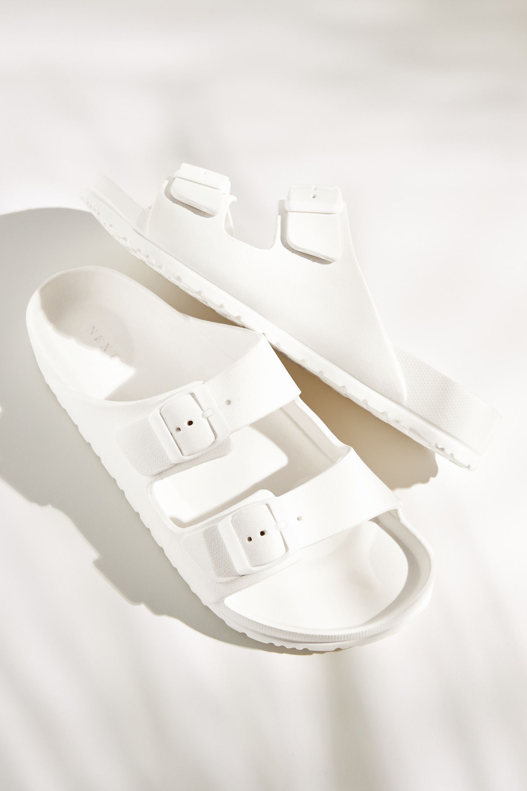 Buy White EVA Double Strap Flat Slider Sandals With Adjustable Buckles ...