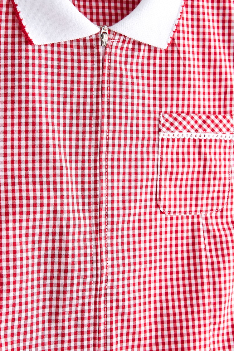 Buy Red Zip Front Cotton Rich Gingham School Dress (3-14yrs) from the ...