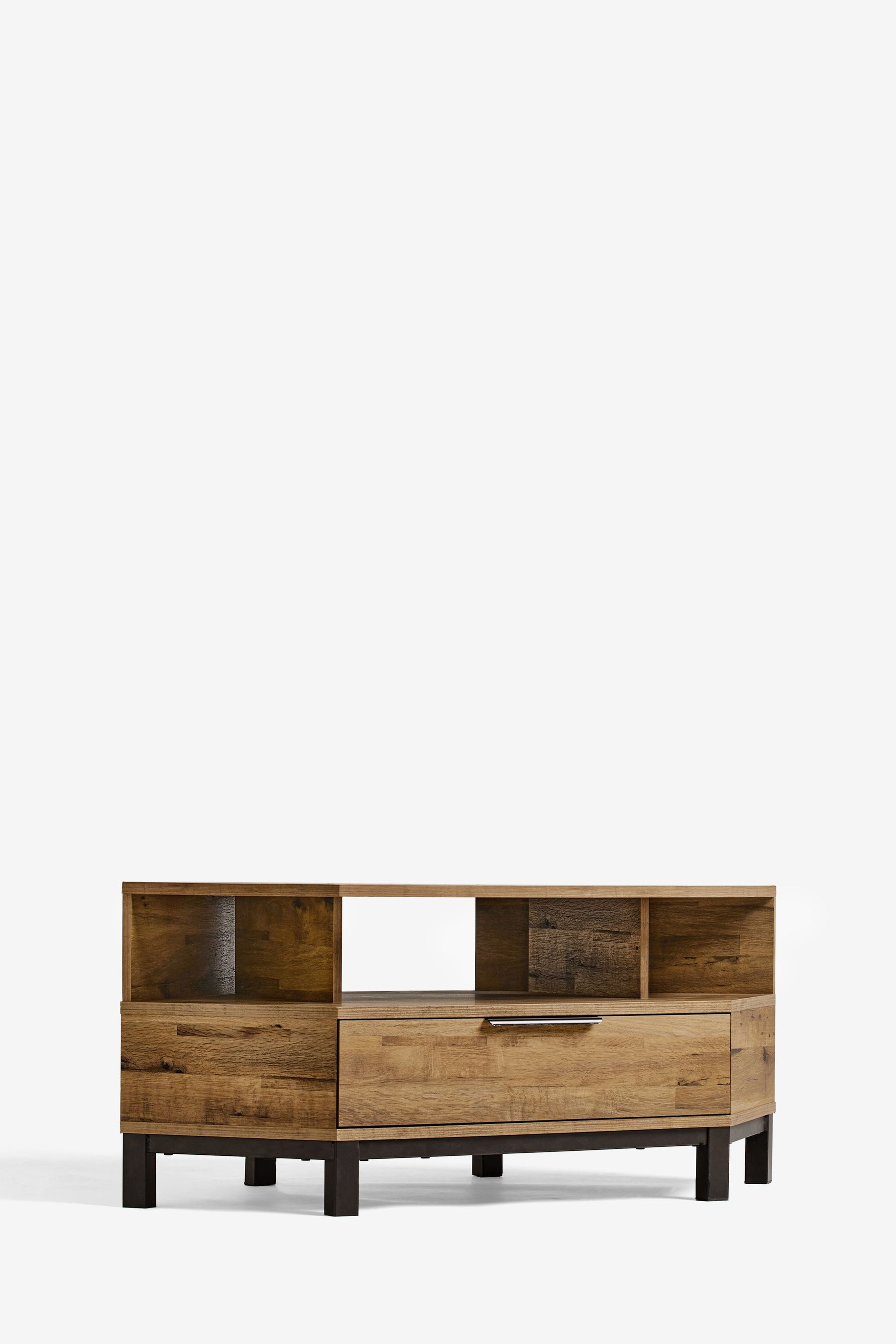 Buy Dark Bronx Up to 50 inch, Corner Oak Effect TV Unit from the Next ...
