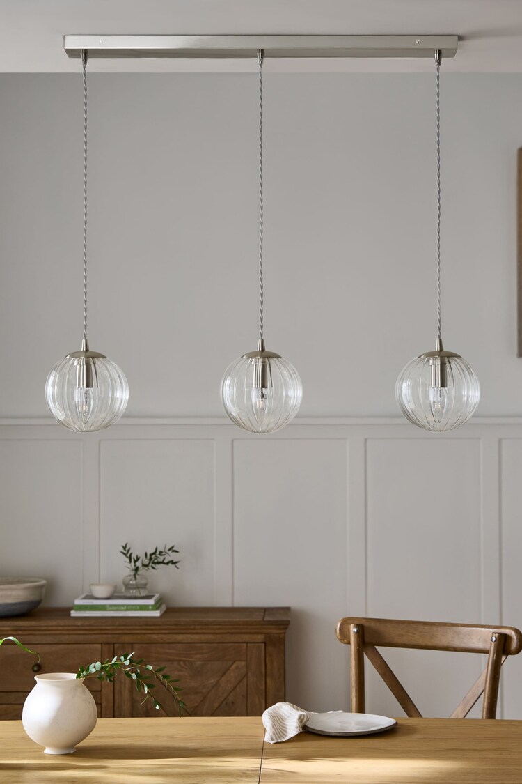 Buy Brushed Chrome Bourton Linear 3 Light Pendant Ceiling Lights from ...