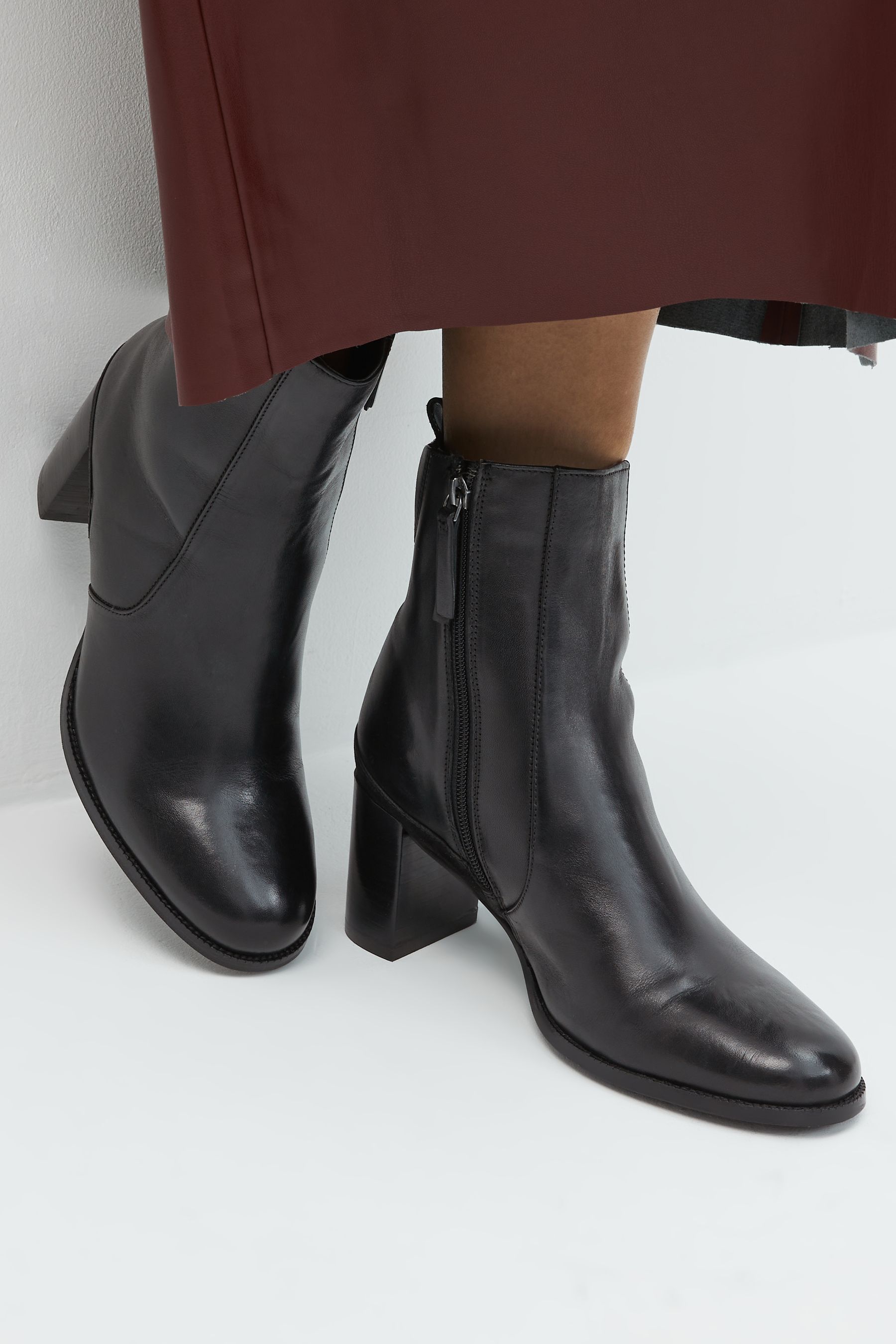 Buy Black Forever Comfort® Leather Ankle Heeled Boots from the Next UK ...