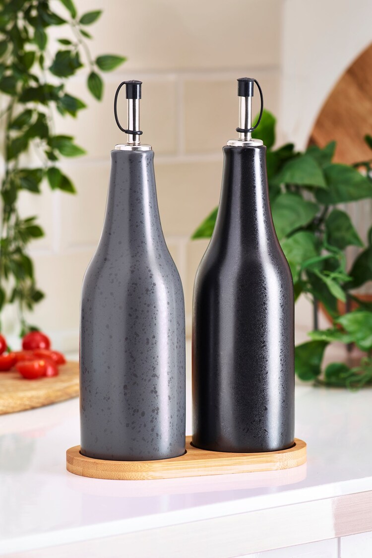 Buy Black/Grey Set of 2 Oil Bottles Set of 2 Bronx Oil Bottles from the ...